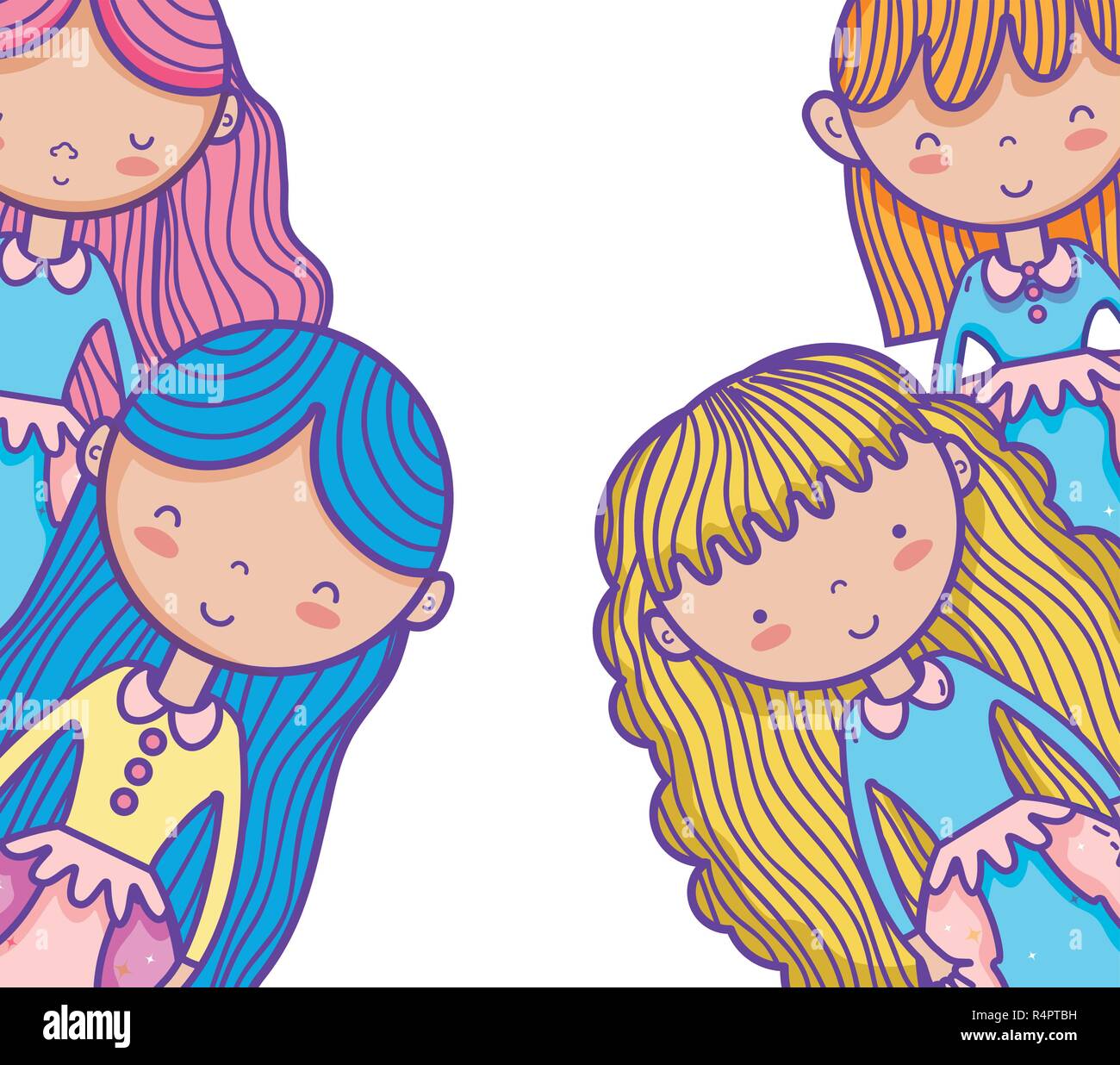 cute magic girls cartoon vector illustration graphic design Stock ...