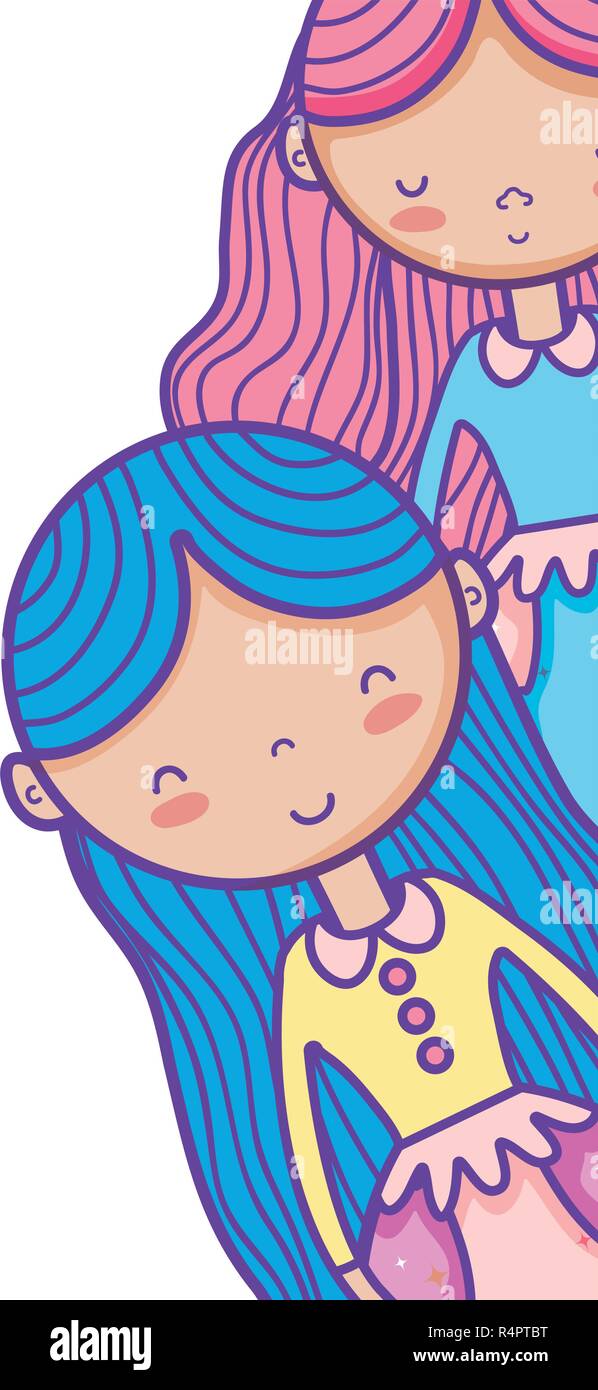 cute magic girls cartoon vector illustration graphic design Stock ...
