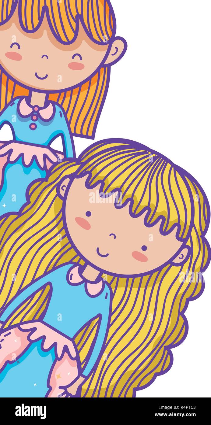 cute magic girls cartoon vector illustration graphic design Stock ...