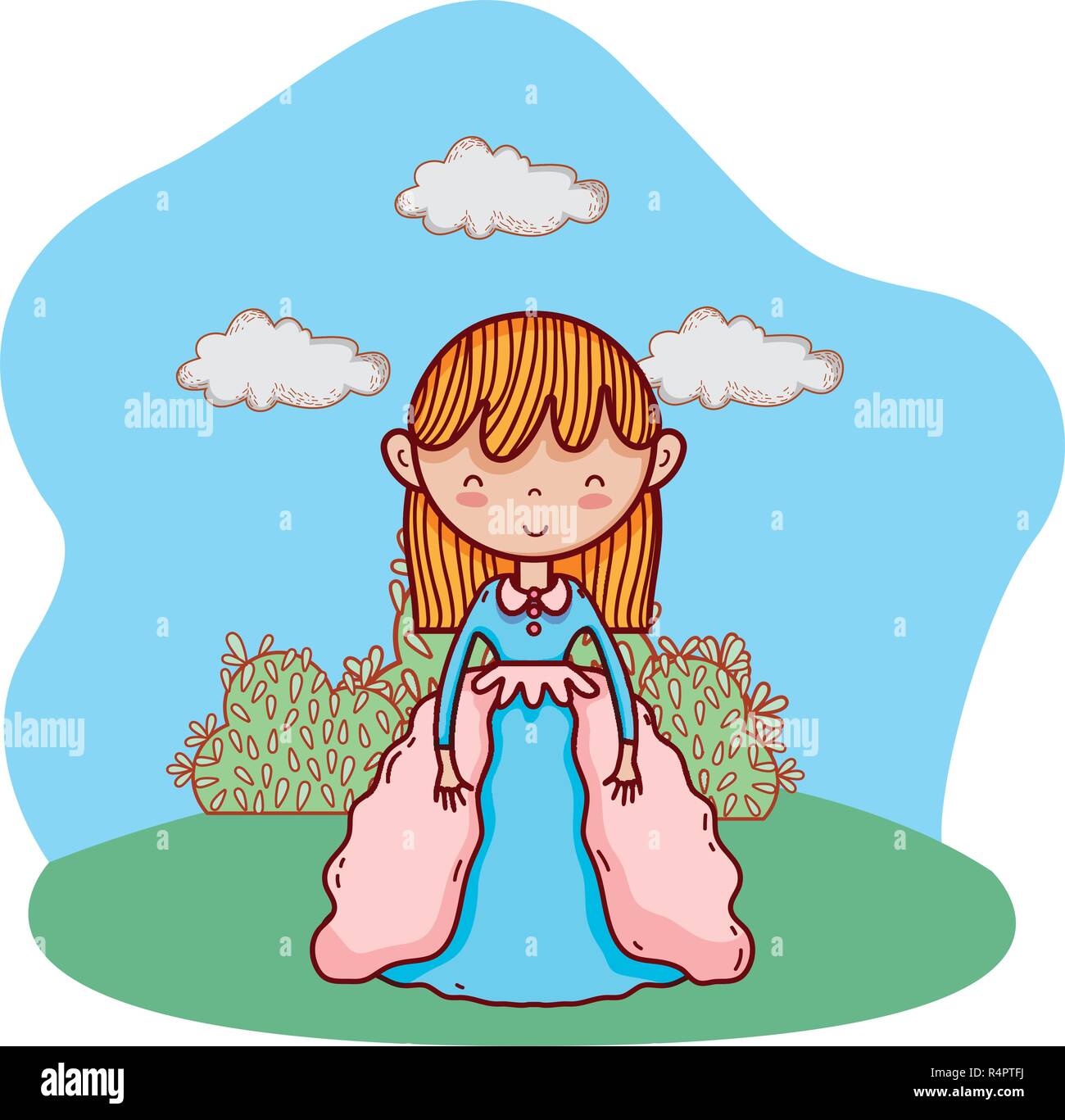 cute magic girl on nature cartoon vector illustration graphic design ...