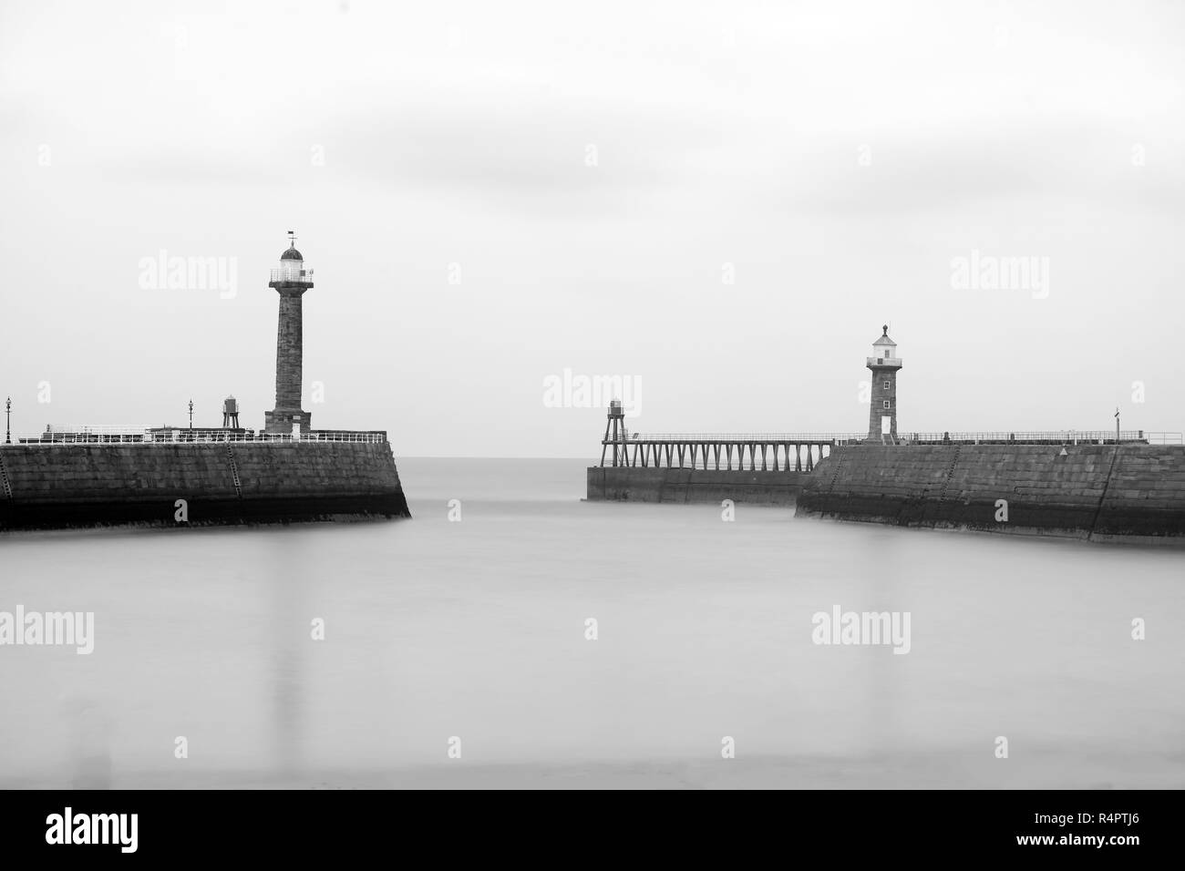 Whitby Piers & Lighthouses in North Yorkshire Stock Photo - Alamy