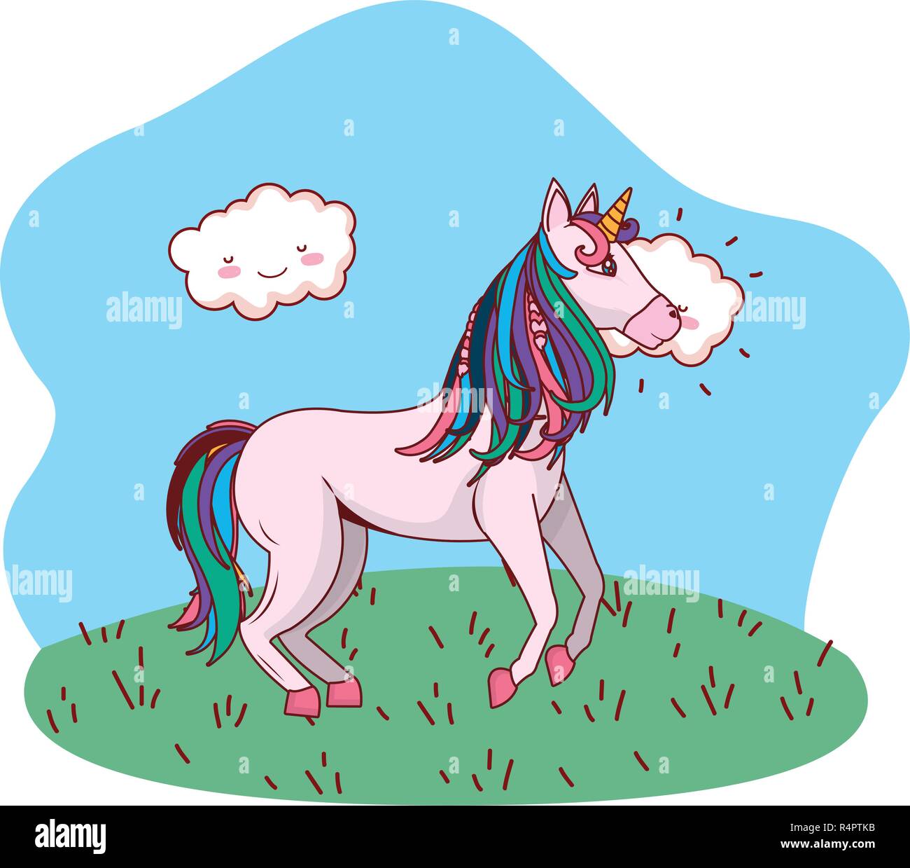cute magic unicorn cartoon vector illustration graphic design Stock ...