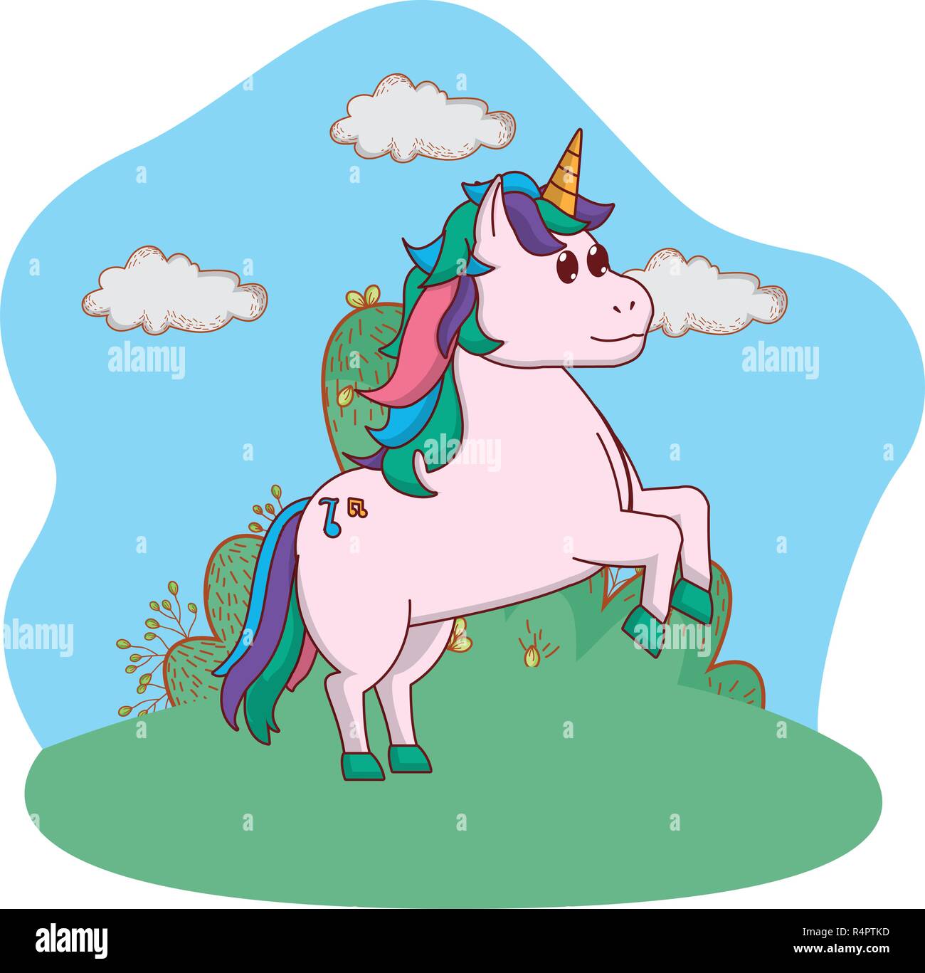 cute magic unicorn cartoon vector illustration graphic design Stock ...