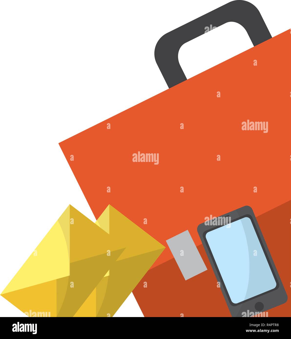 Business briefcase with smartphone and email symbols vector ...