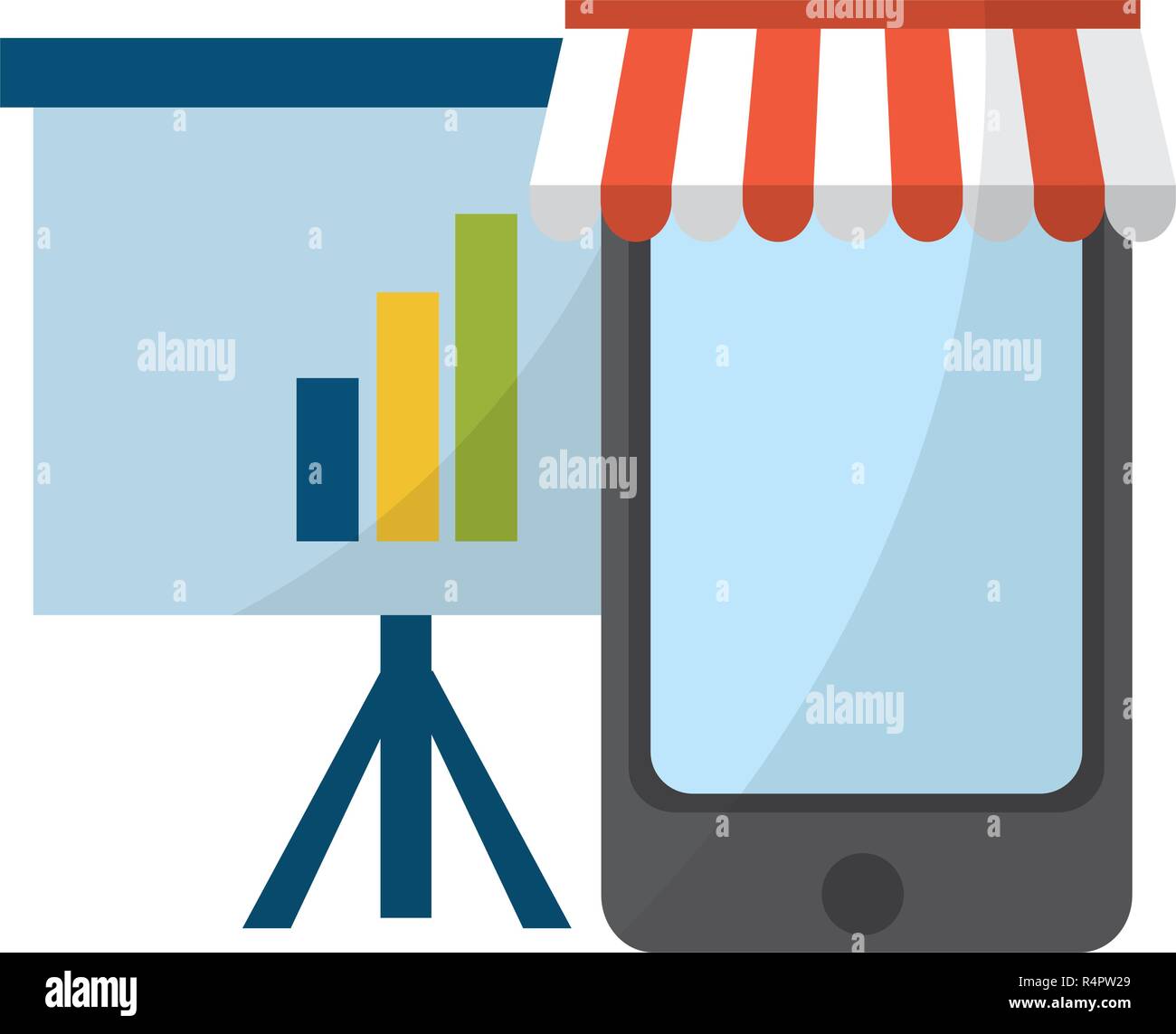 Shopping online with smartphone and graph on whiteboard vector ...