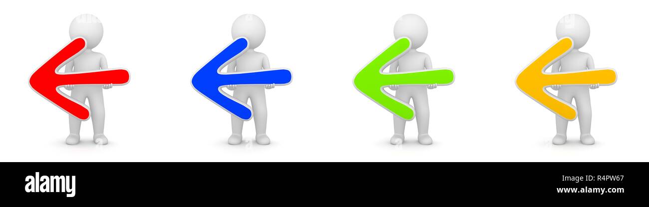 3D Rendering of man with arrow to the left Stock Photo - Alamy