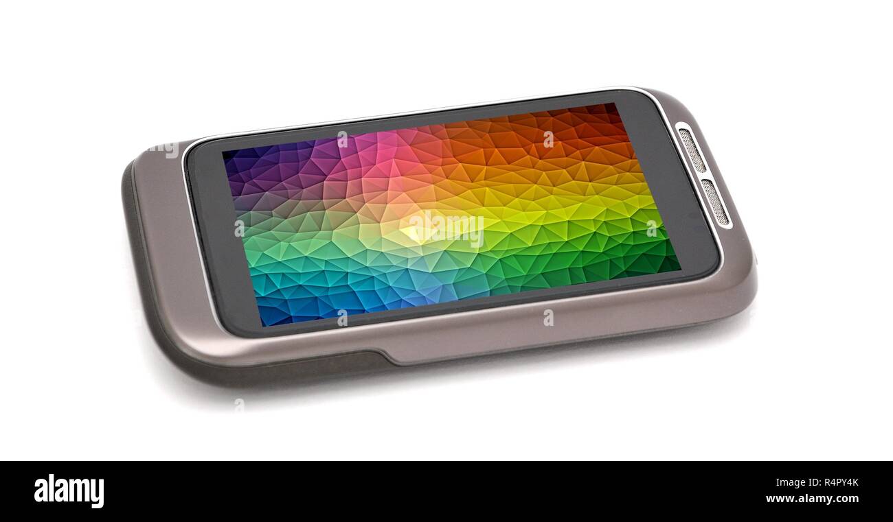 Smartphone with colorful screen wallpaper Stock Photo - Alamy
