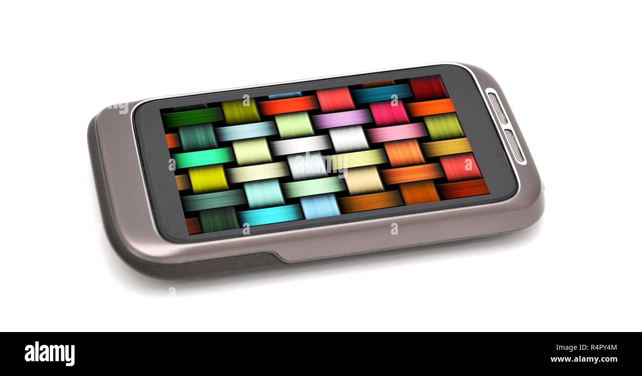 Smartphone with colorful screen wallpaper Stock Photo - Alamy