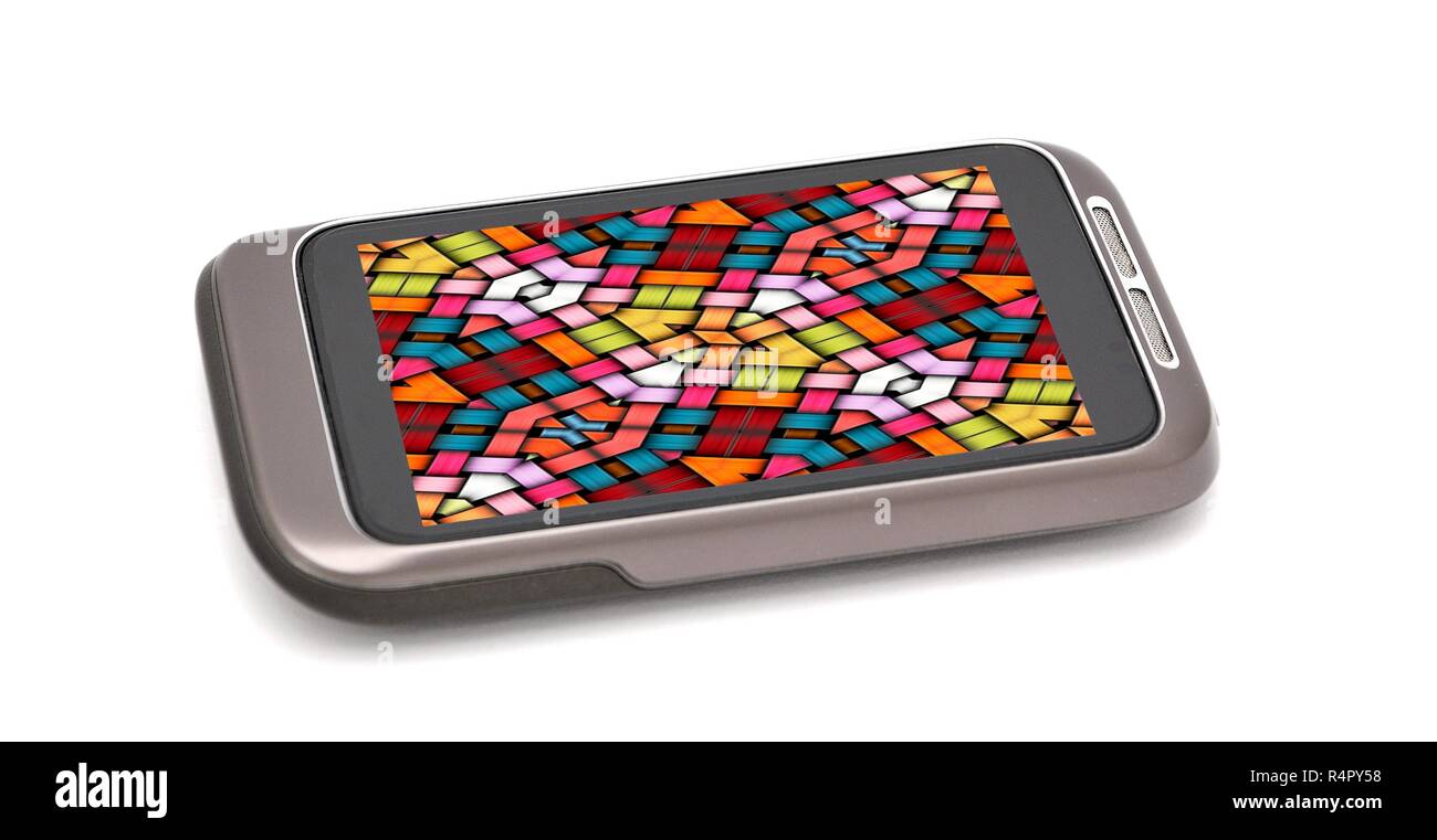 Smartphone with colorful screen wallpaper Stock Photo - Alamy