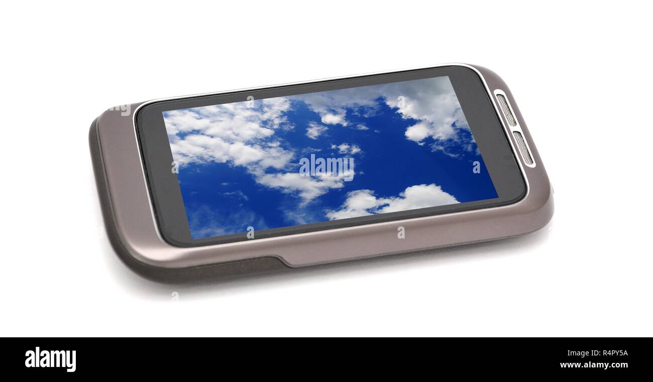 Smartphone with nature screen wallpaper Stock Photo - Alamy