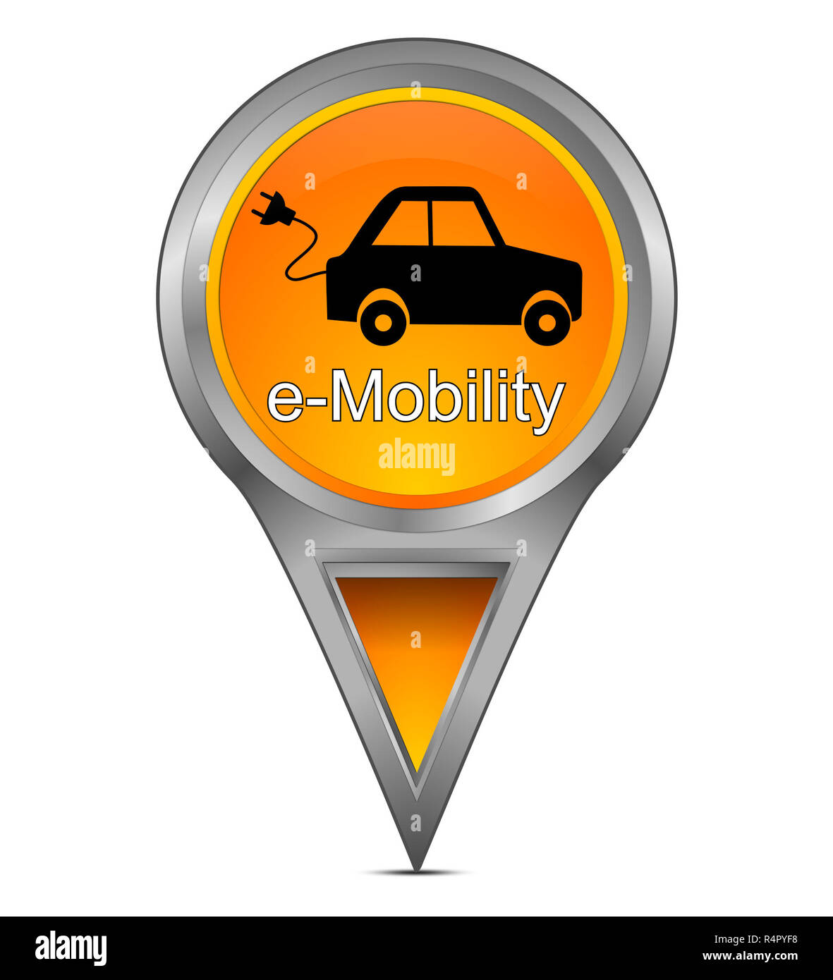 orange Map pointer with e-Mobility â€“ 3d illustration Stock Photo - Alamy