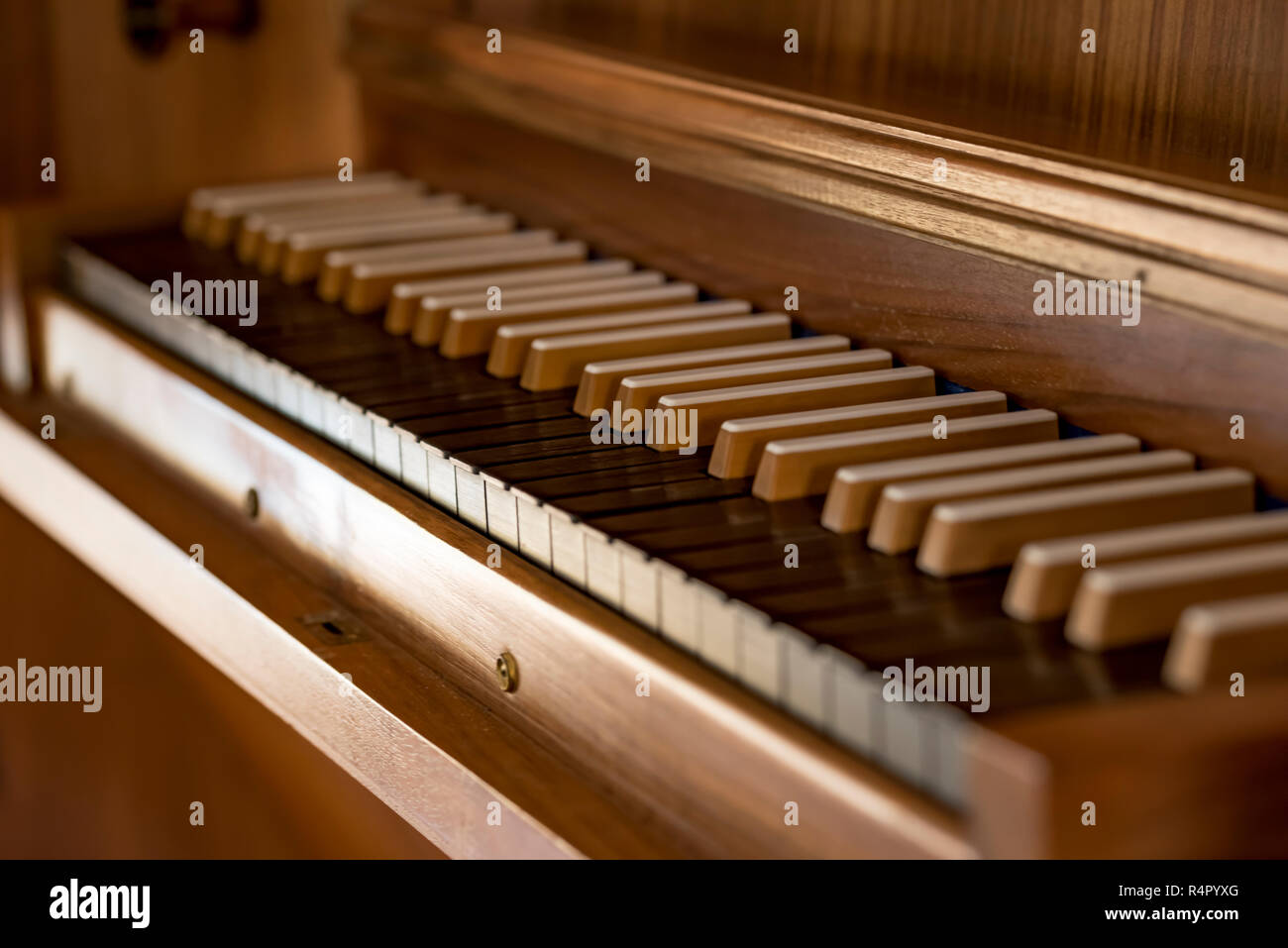 church organ with wood buttons Stock Photo - Alamy