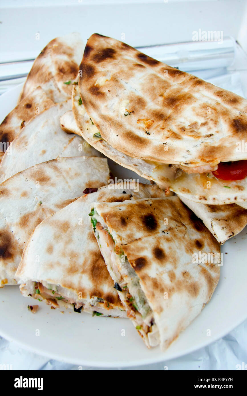 White bread with meat packed on white dish Stock Photo - Alamy