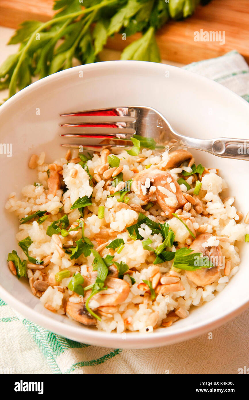 the classical method of preparation of rice with herbs and meat Stock ...