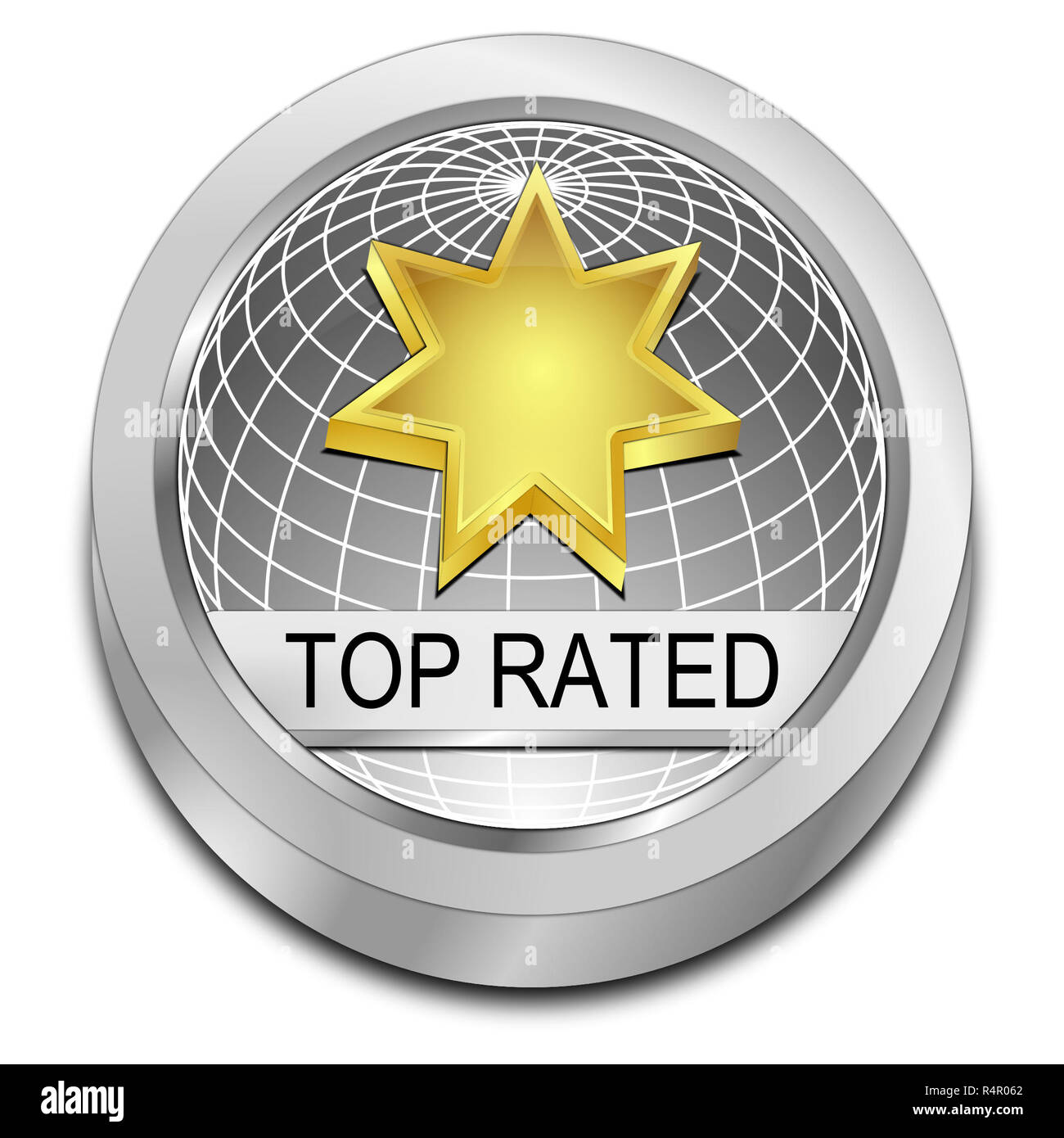 decorative silver Top Rated Button - 3D illustration Stock Photo - Alamy