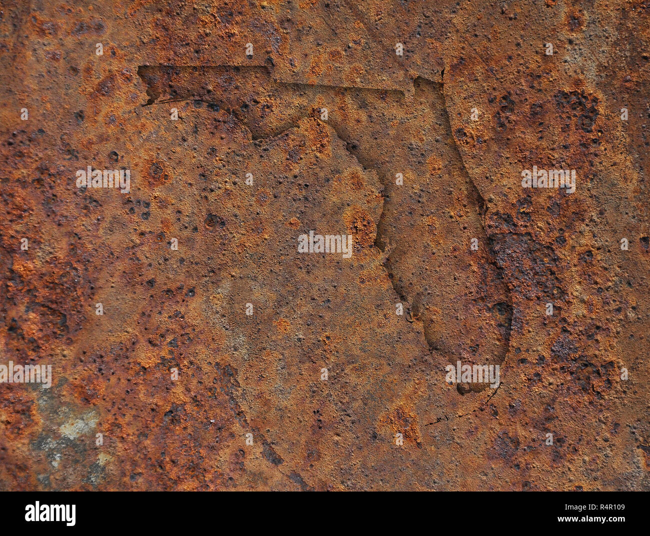 Map of florida on rusty metal hi-res stock photography and images - Alamy