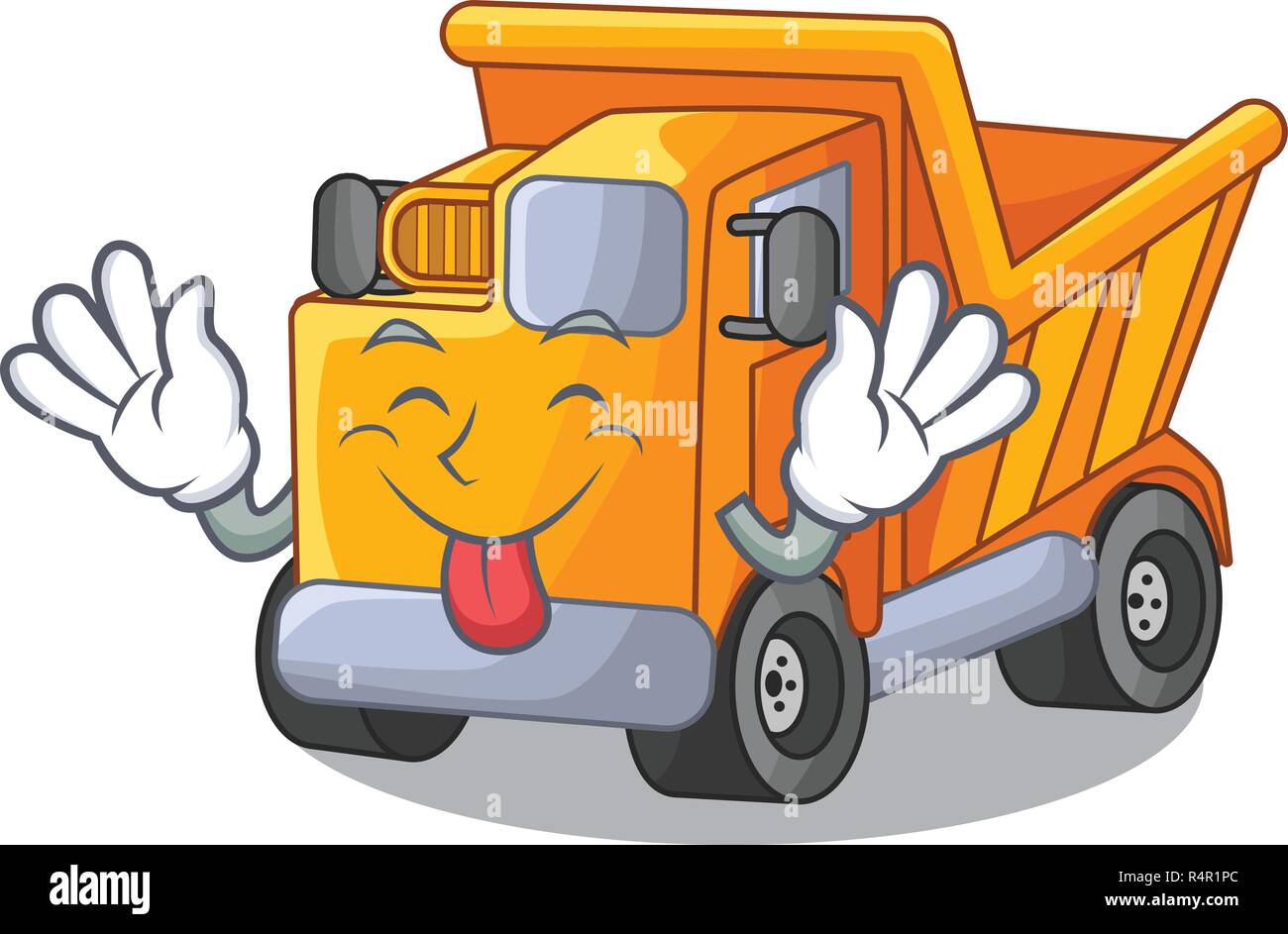 Tongue out character truck dump on trash construction Stock Vector ...