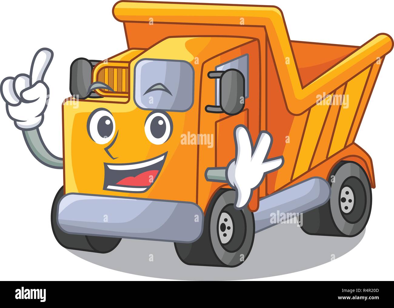Finger character truck dump on trash construction Stock Vector Image ...