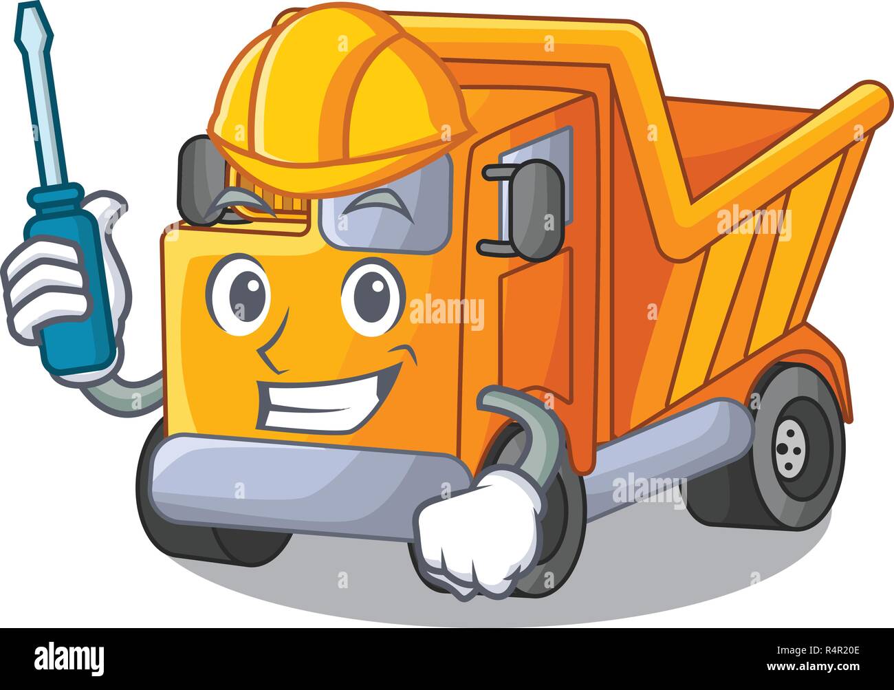 Automotive character truck dump on trash construction Stock Vector ...