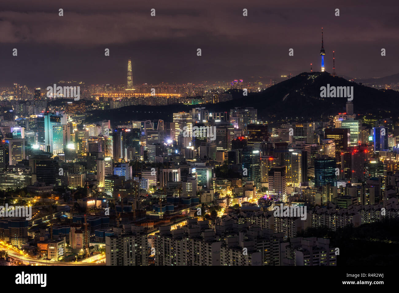 Night view over Seoul Stock Photo - Alamy