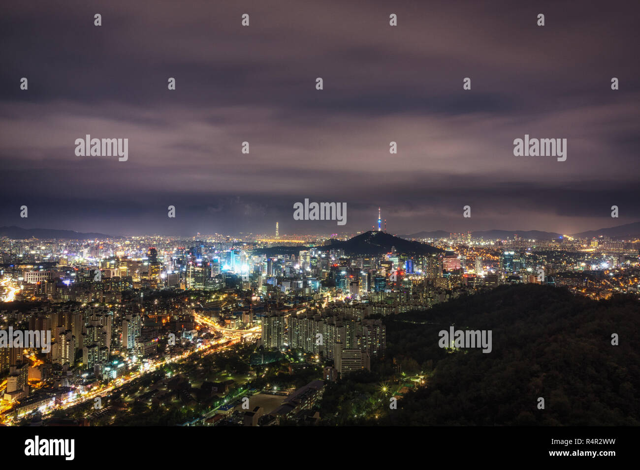 Night view over Seoul Stock Photo - Alamy