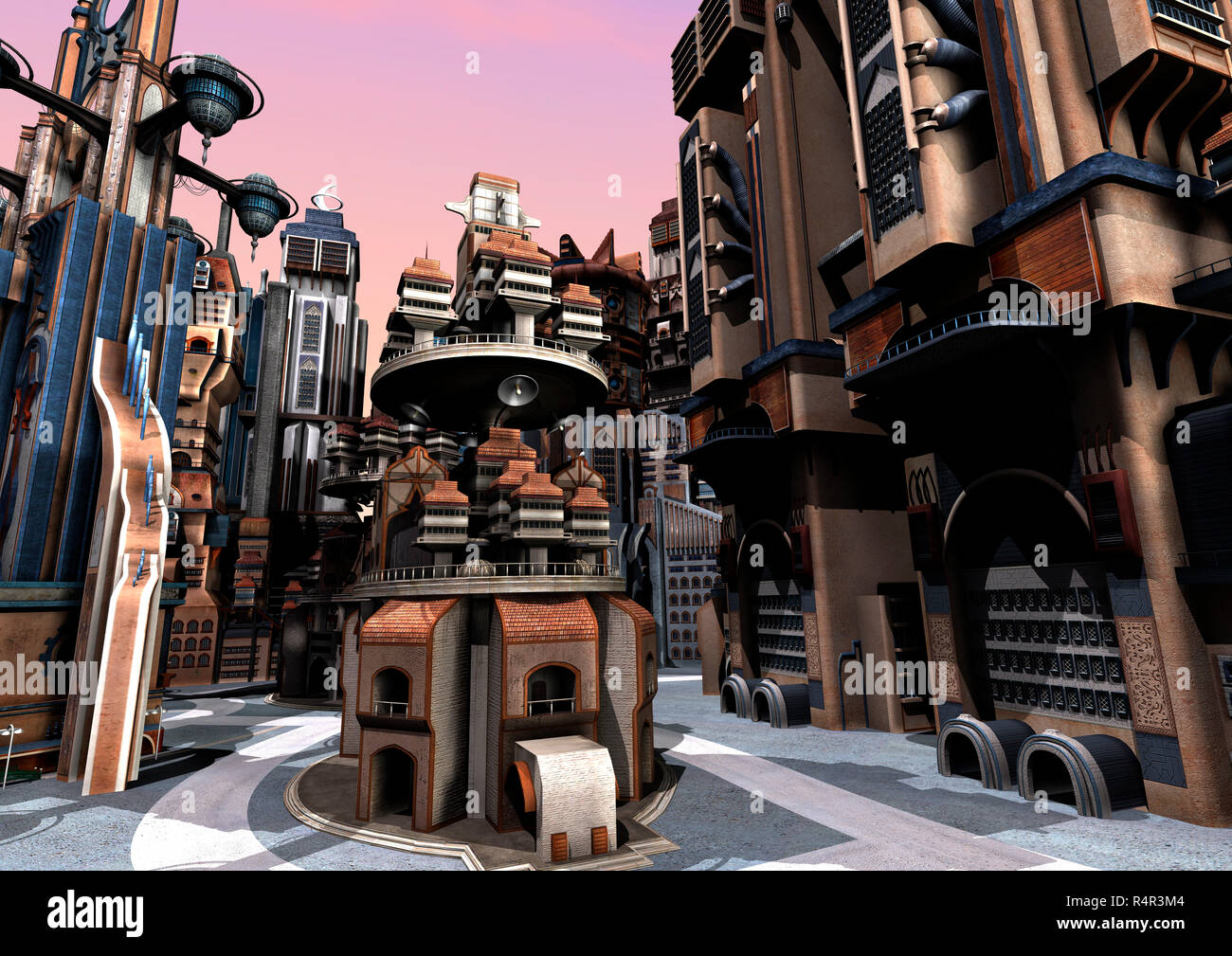 3D Rendering Futuristic City Stock Photo - Alamy