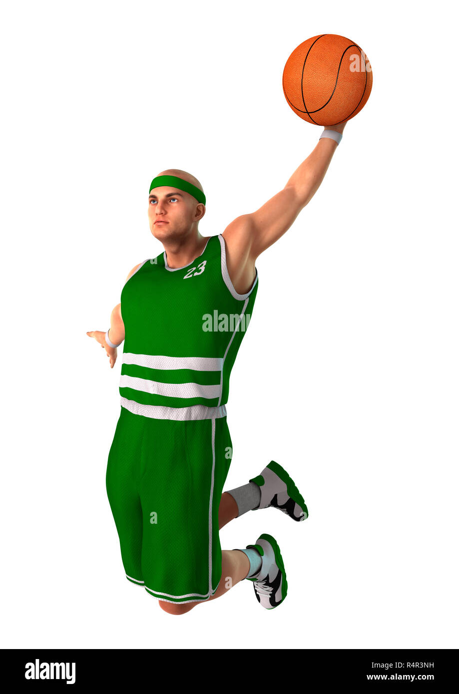 3D Rendering Basketball Player on White Stock Photo - Alamy