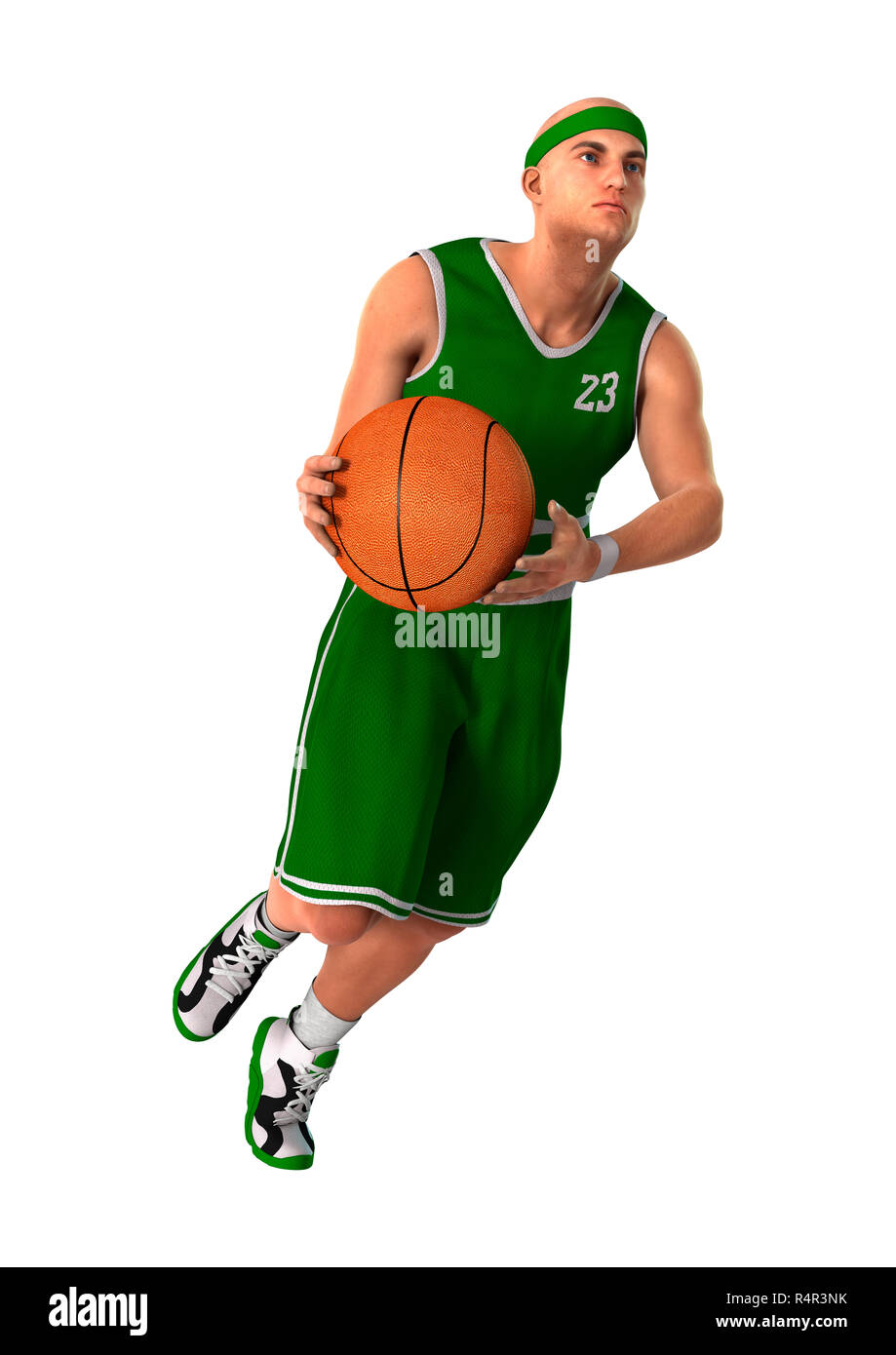 3D Rendering Basketball Player on White Stock Photo - Alamy
