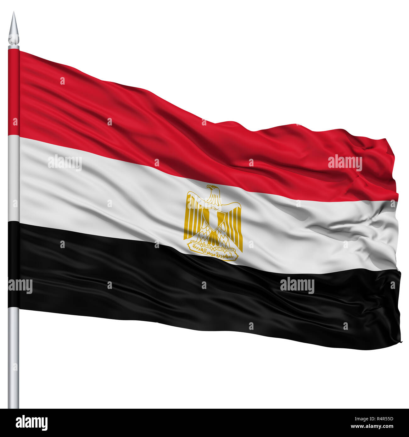 Egypt Flag on Flagpole Stock Photo - Alamy