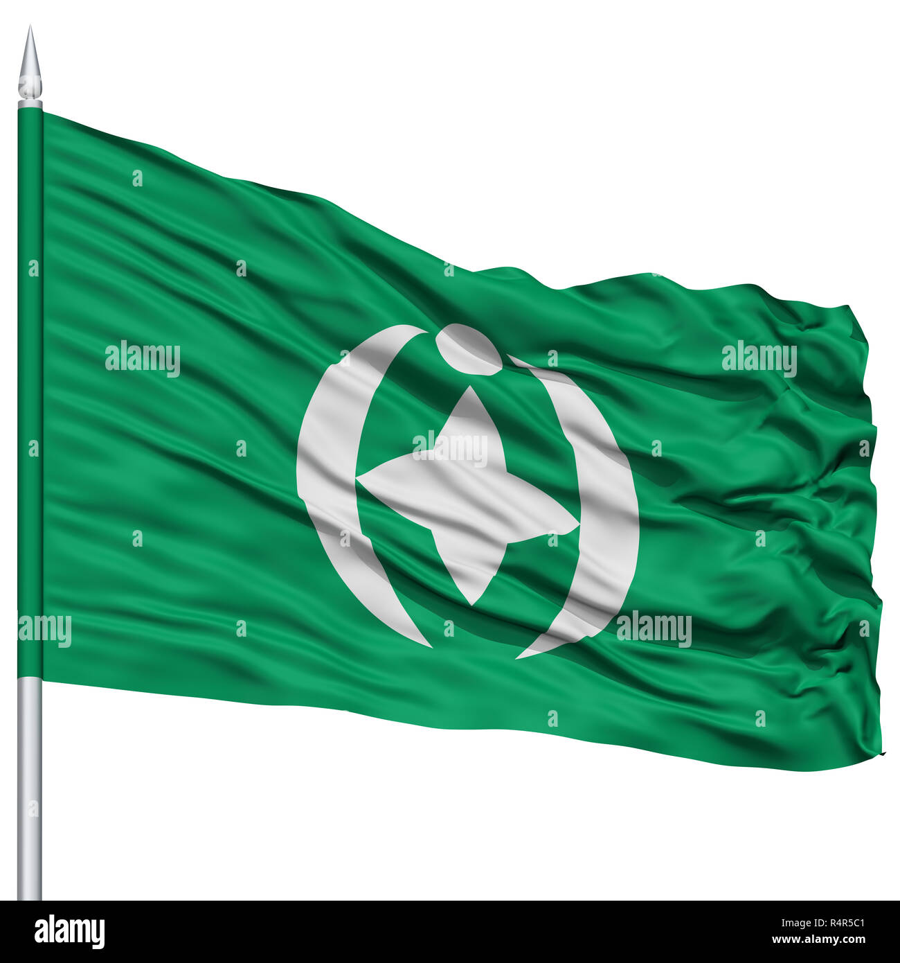 Chiba Capital City Flag on Flagpole, Flying in the Wind, Isolated on ...