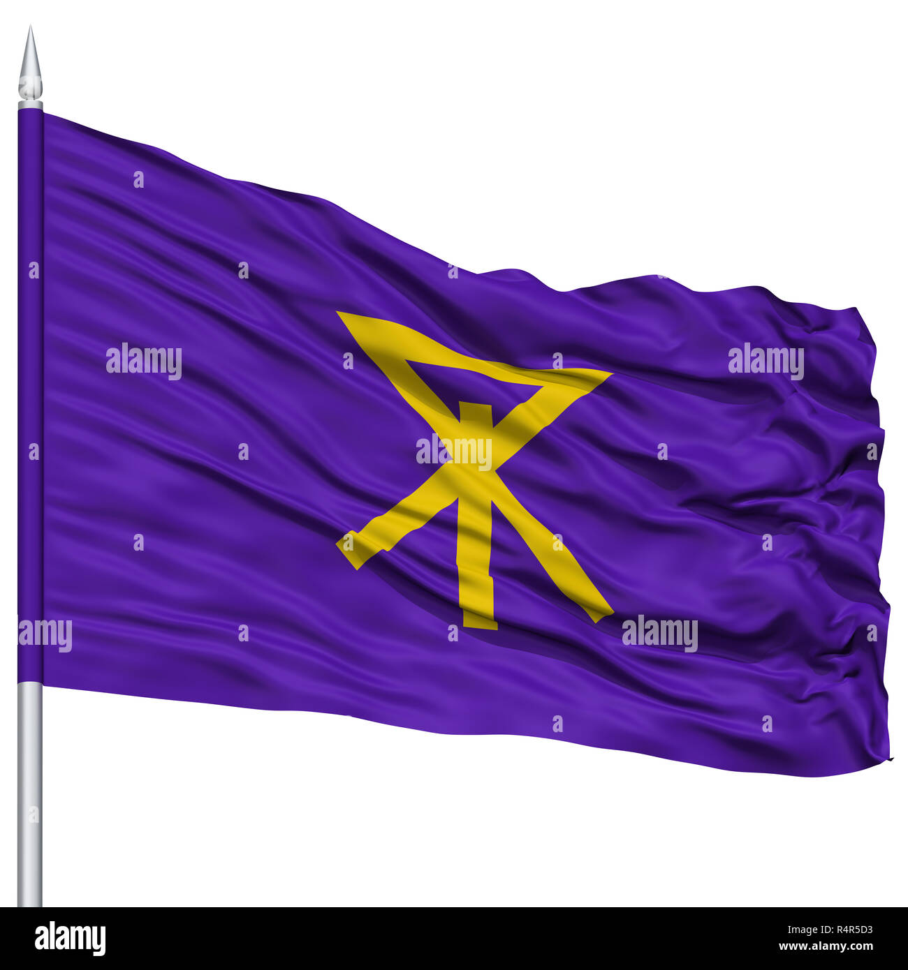 Osaka Capital City Flag on Flagpole, Flying in the Wind, Isolated on ...