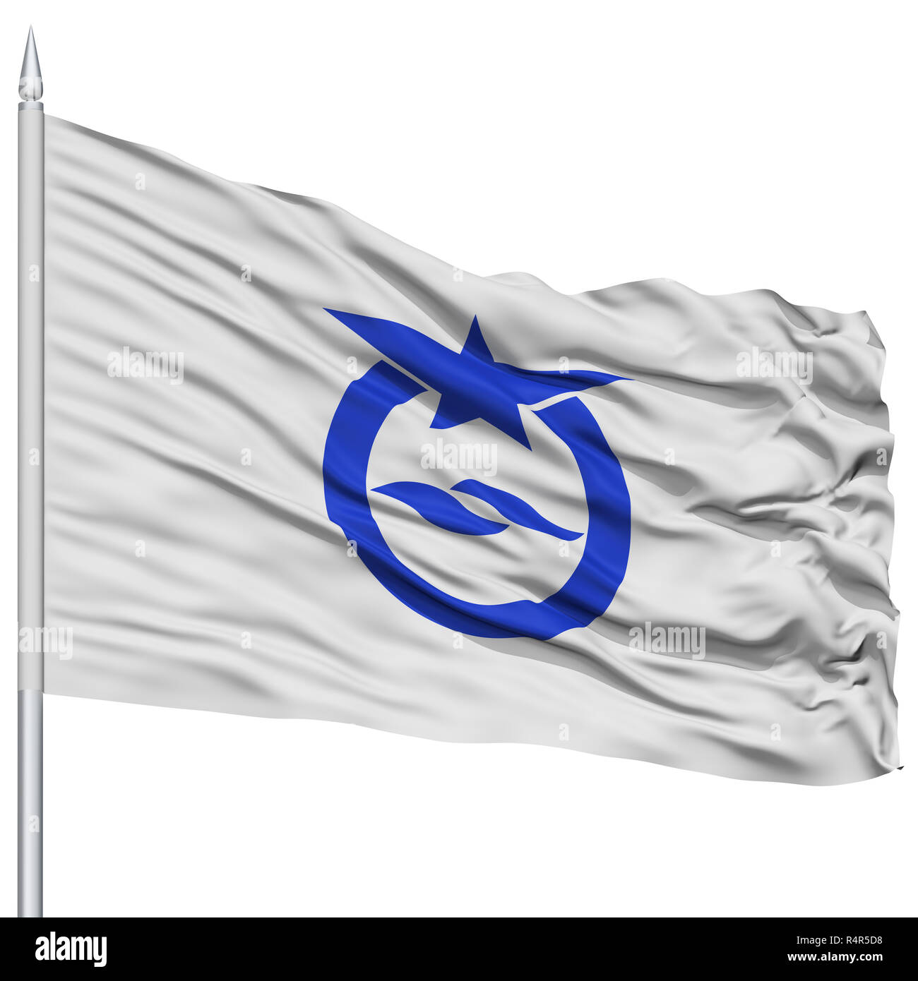 Otsu Capital City Flag on Flagpole, Flying in the Wind, Isolated on ...
