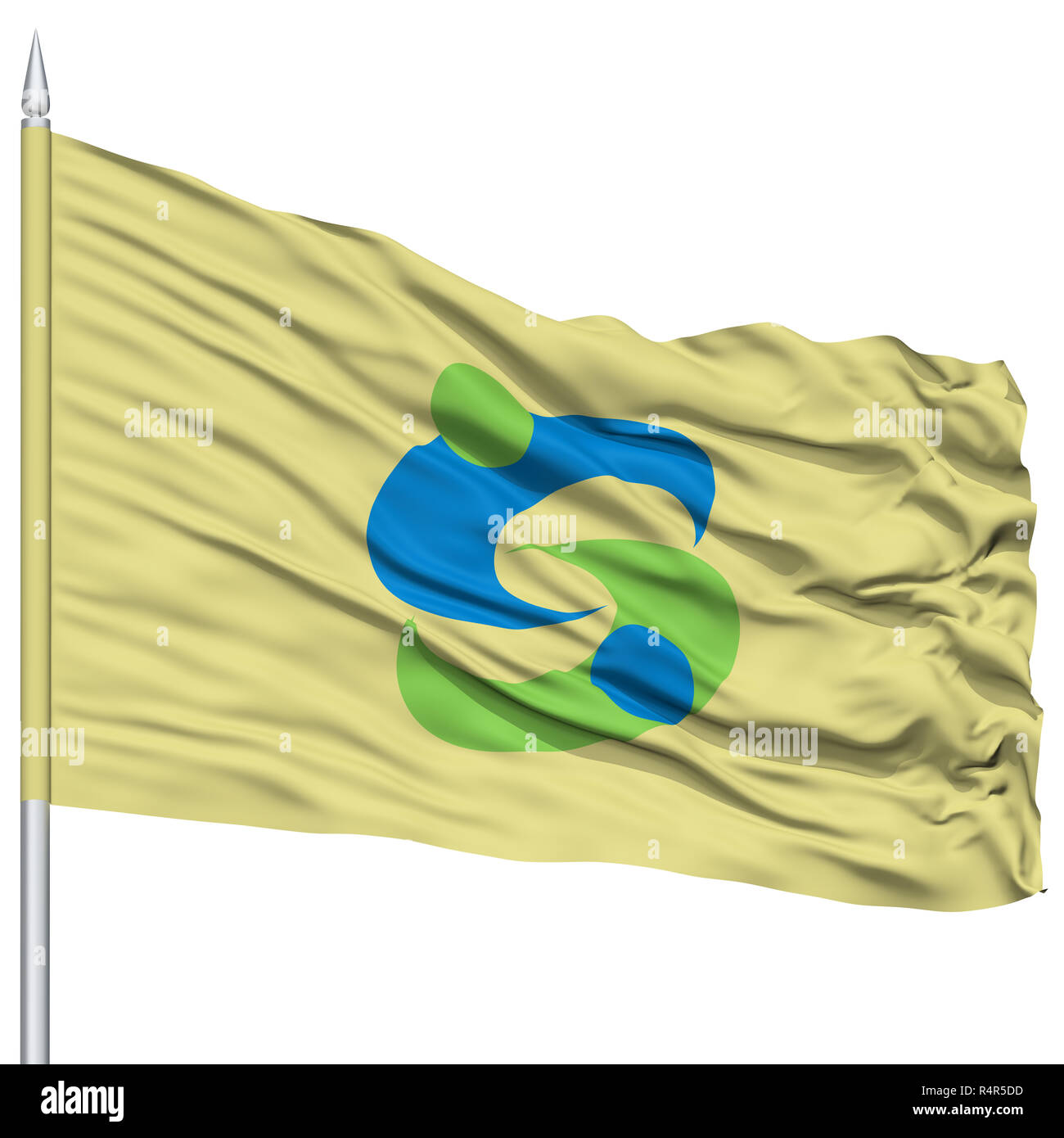 Saga Capital City Flag on Flagpole, Flying in the Wind, Isolated on ...