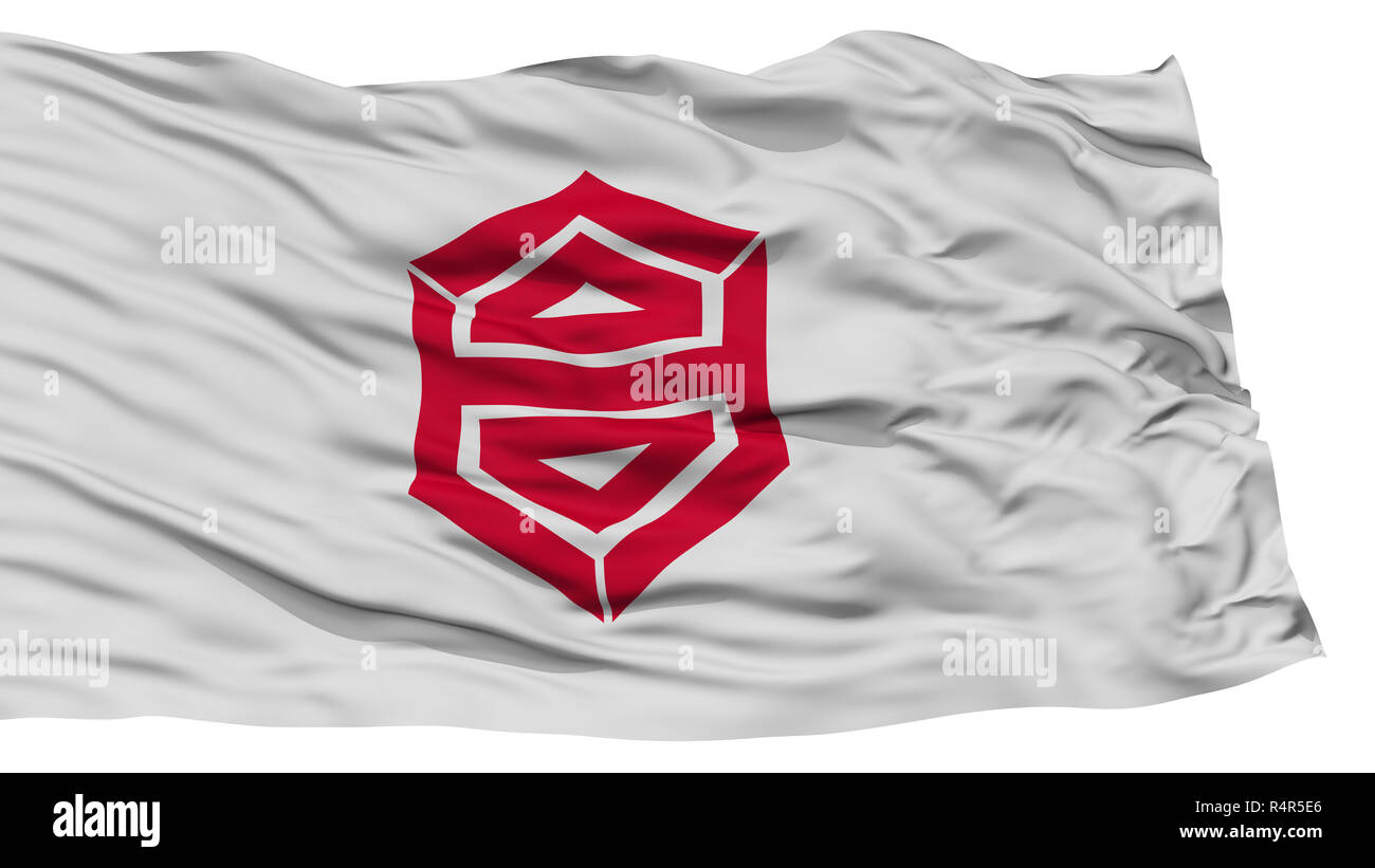 Isolated Kochi Flag, Capital of Japan Prefecture, Waving on White ...