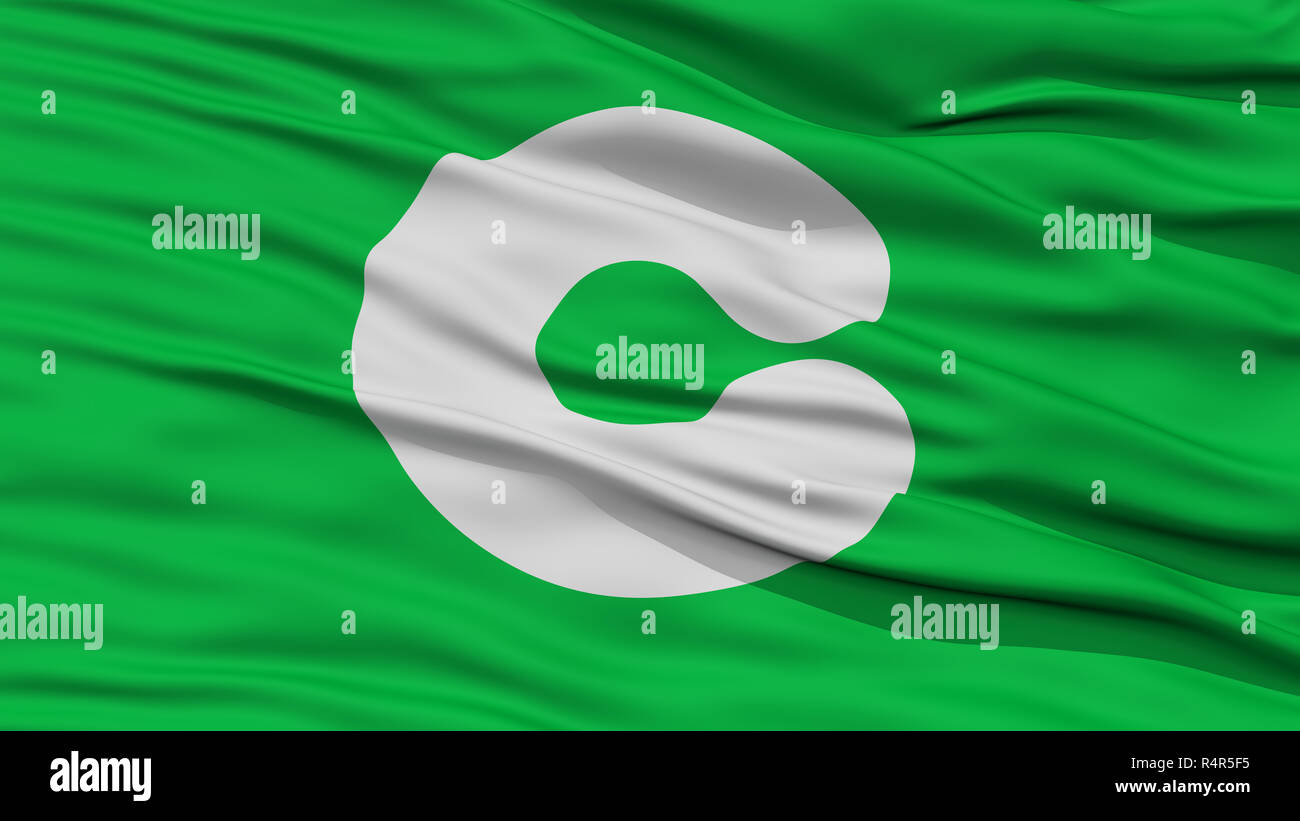 Closeup of Kumamoto Flag, Capital of Japan Prefecture Stock Photo - Alamy