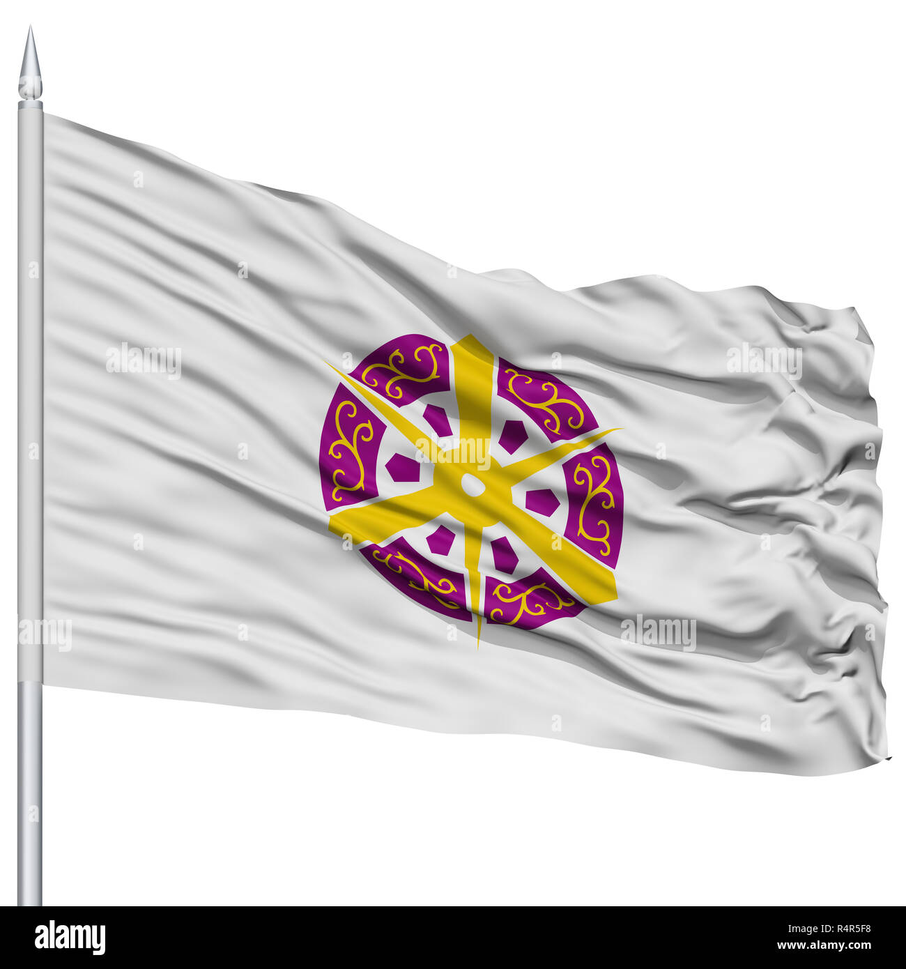 Kyoto Capital City Flag on Flagpole, Flying in the Wind, Isolated on ...