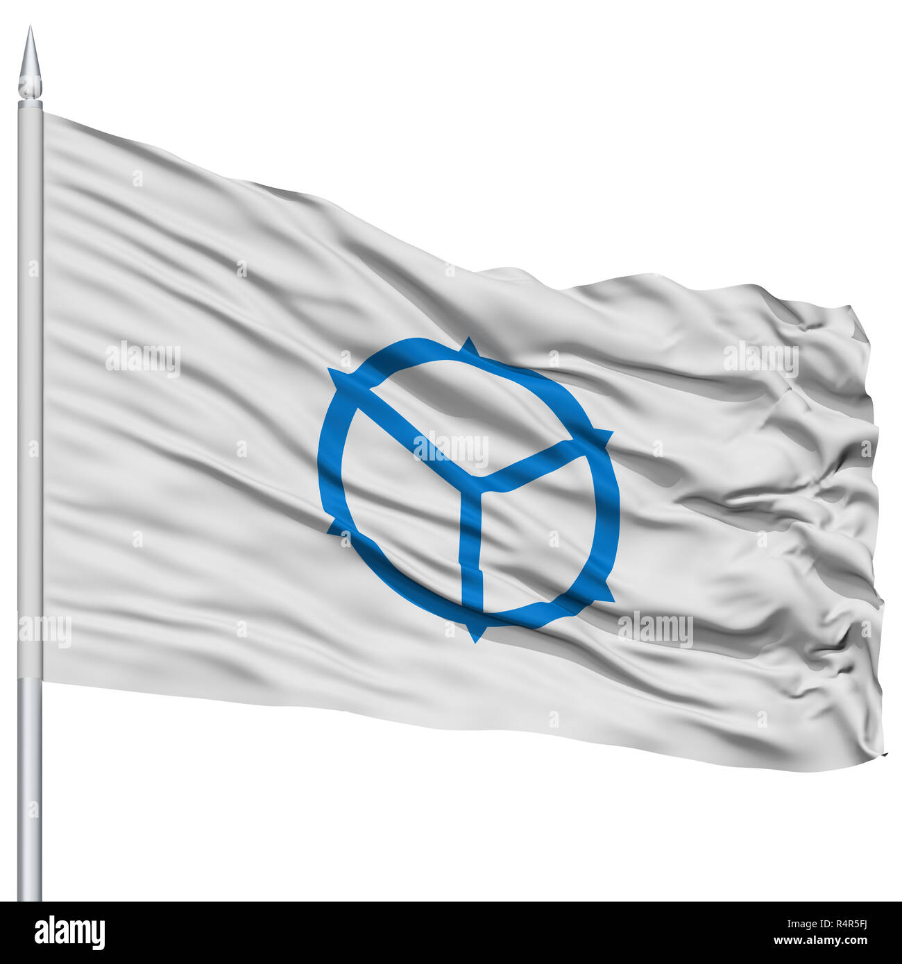 Matsue Capital City Flag on Flagpole, Flying in the Wind, Isolated on ...