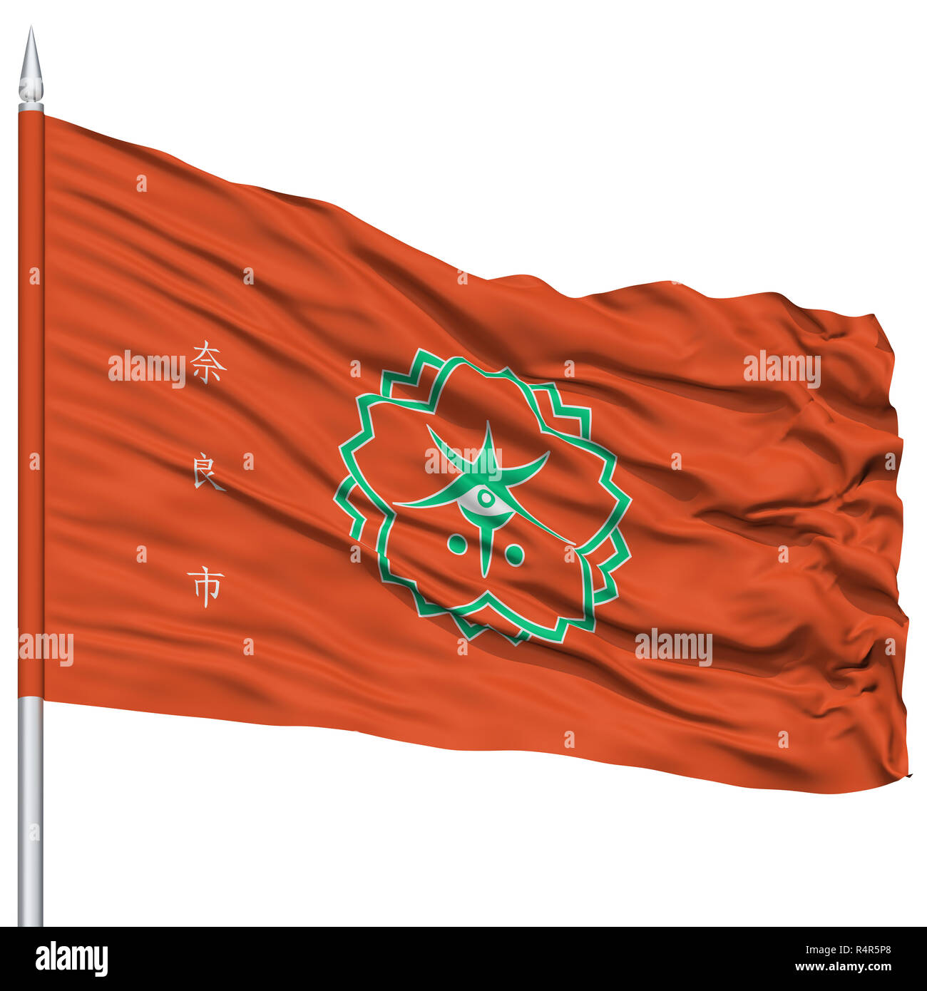Nara Capital City Flag on Flagpole, Flying in the Wind, Isolated on ...