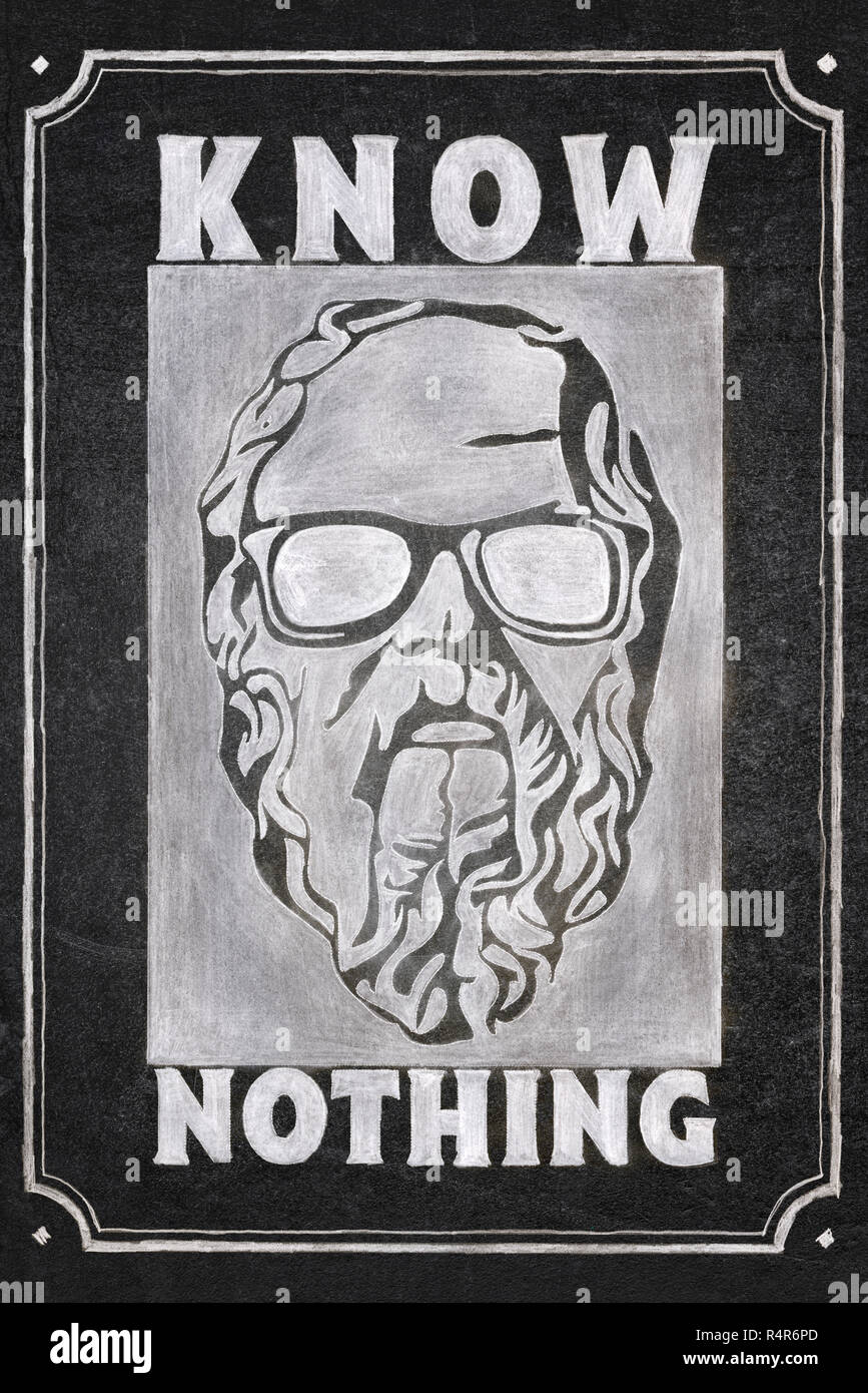 hand drawn chalkboard poster with famous Socrates quote interpretation ...