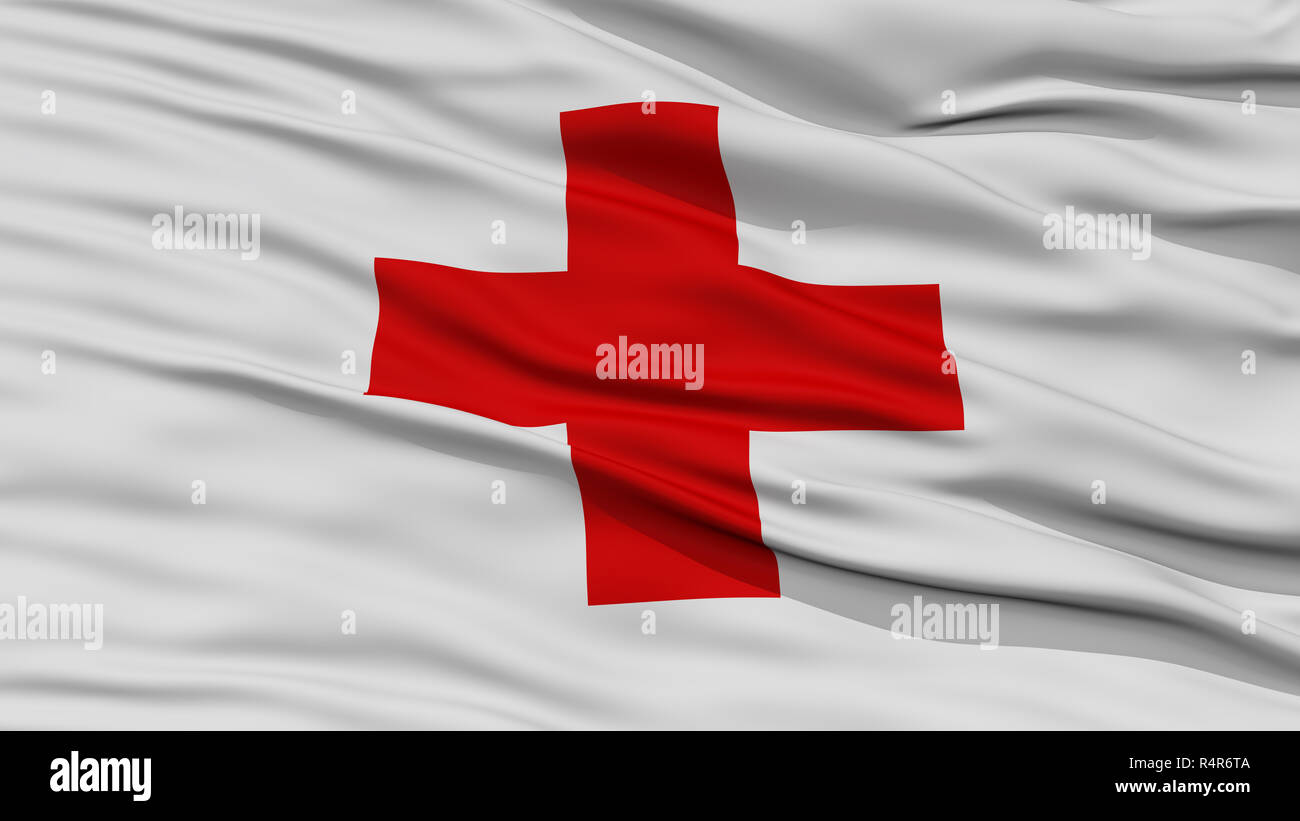 Closeup Red Cross Flag Stock Photo - Alamy