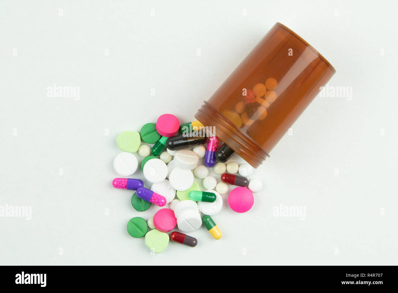 Antibiotics, antipyretics, tablets, capsules, medicineson white ...