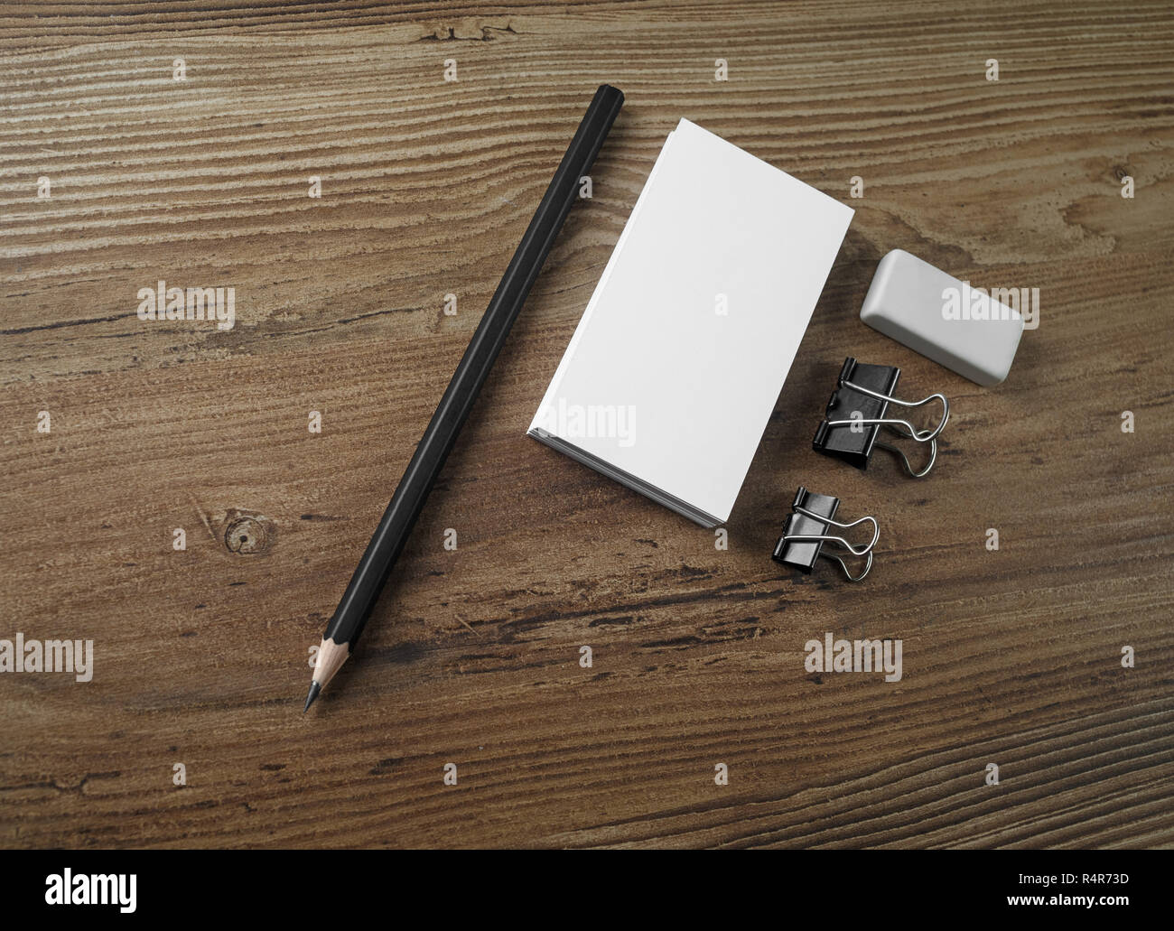 Business cards, pencil and eraser Stock Photo - Alamy