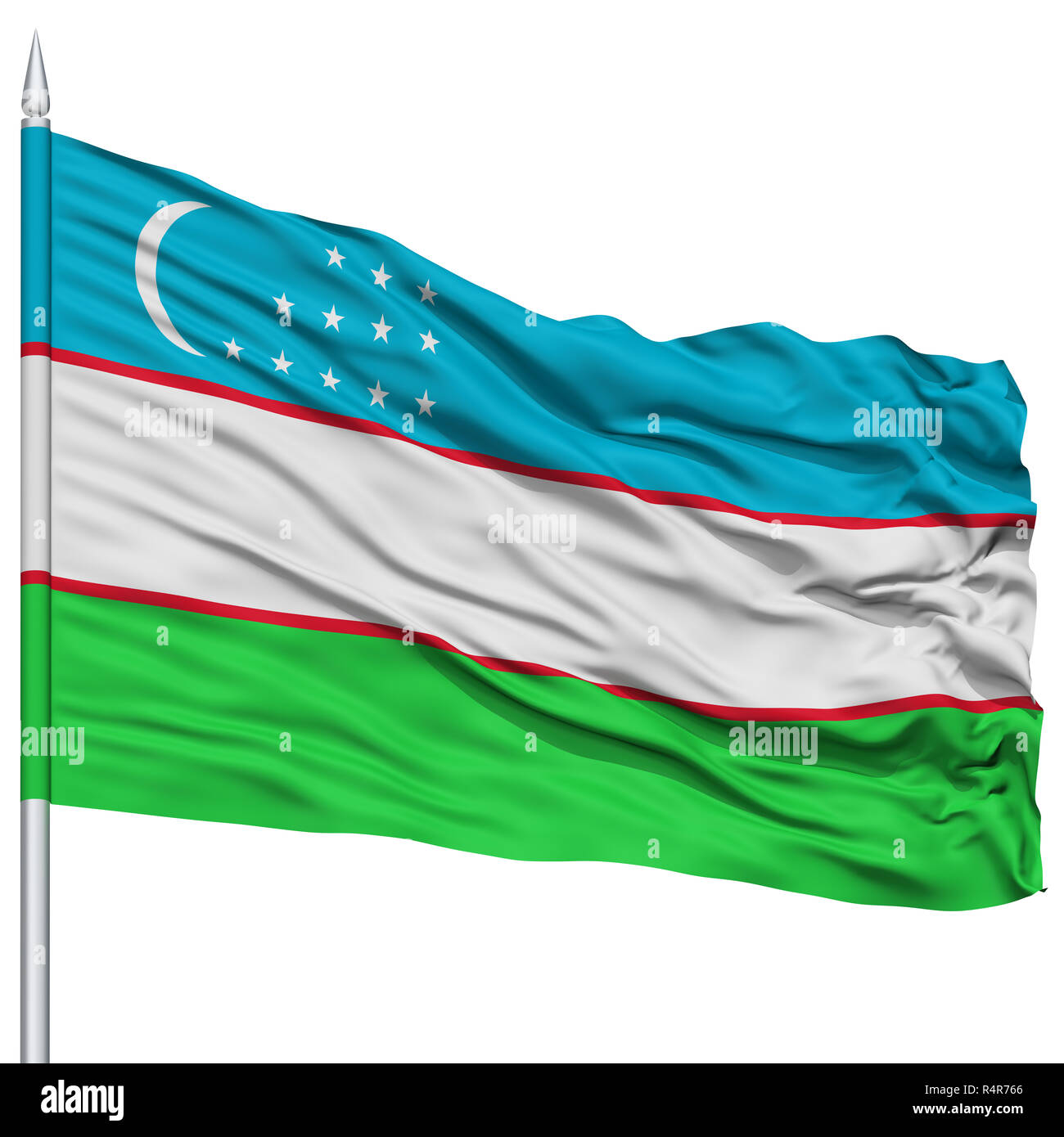 Uzbekistan Flag on Flagpole Stock Photo - Alamy