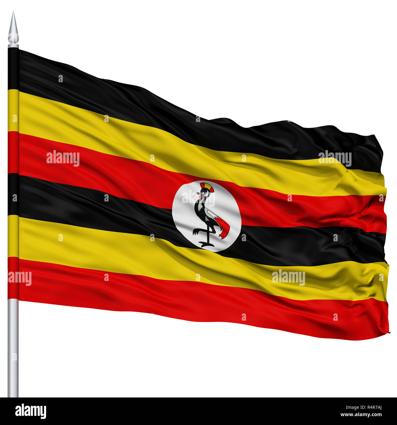 Uganda Flag on Flagpole Stock Photo - Alamy