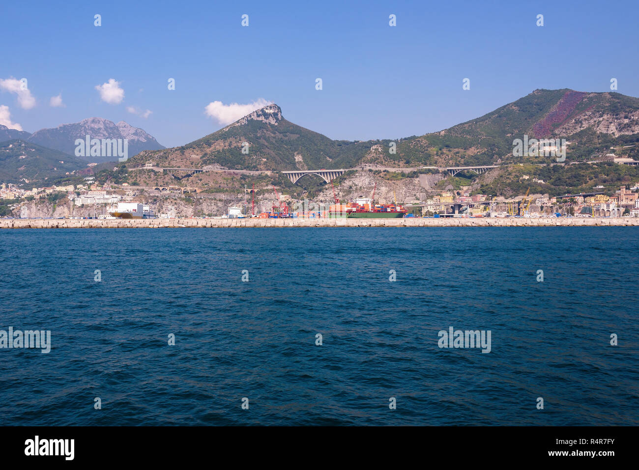 port of salerno seen from the sea Stock Photo - Alamy