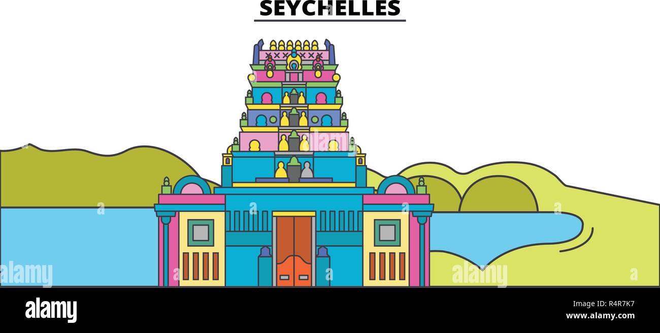Seychelles line skyline vector illustration. Seychelles linear ...