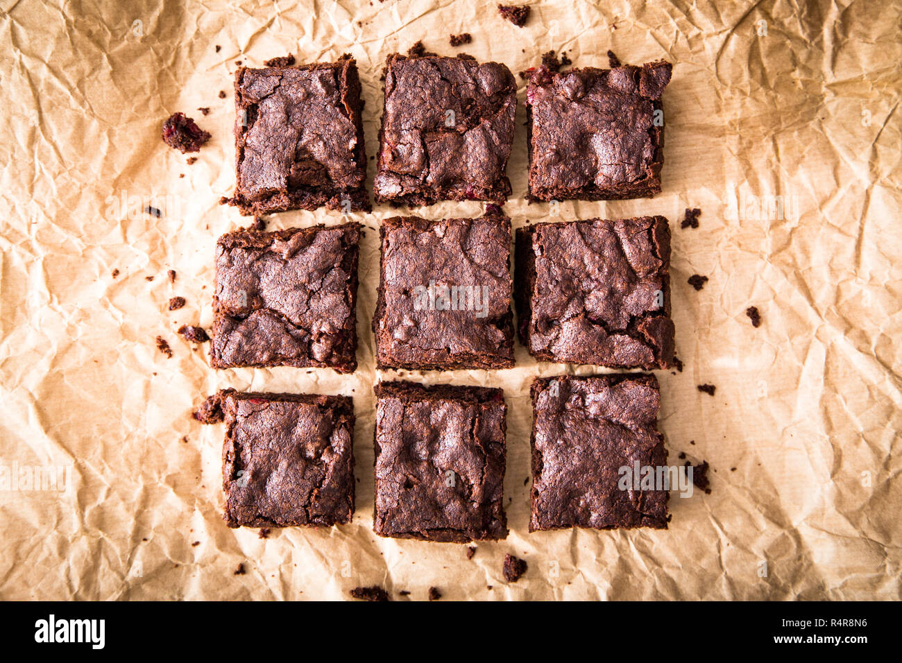 Homemade Delicious Chocolate Brownies. closeup chocolate cake Stock ...