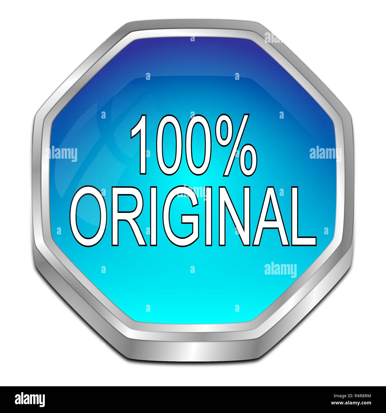 blue 100% Original button - 3D illustration Stock Photo - Alamy