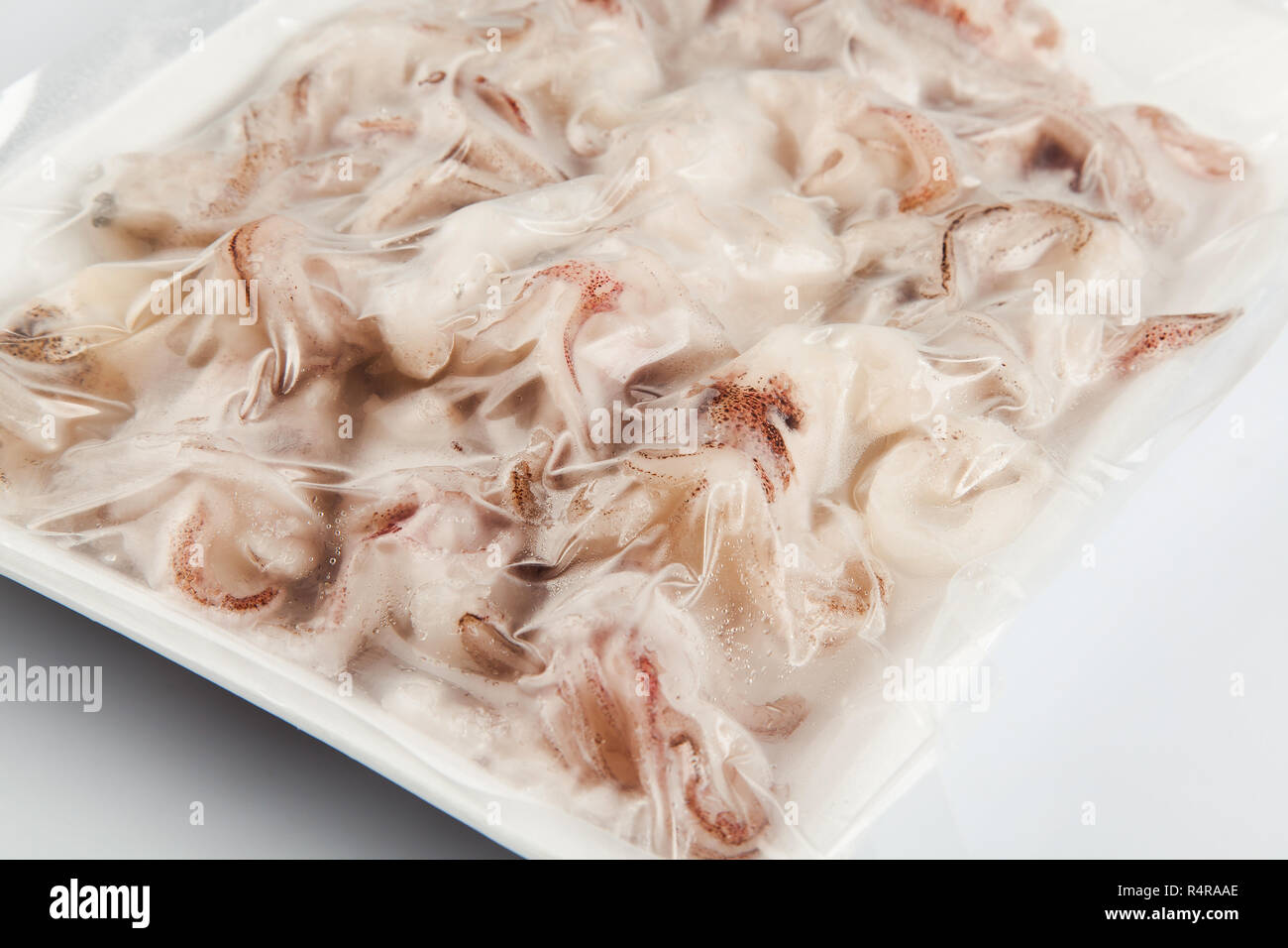 Vacuumed fresh octopus on white background Stock Photo - Alamy