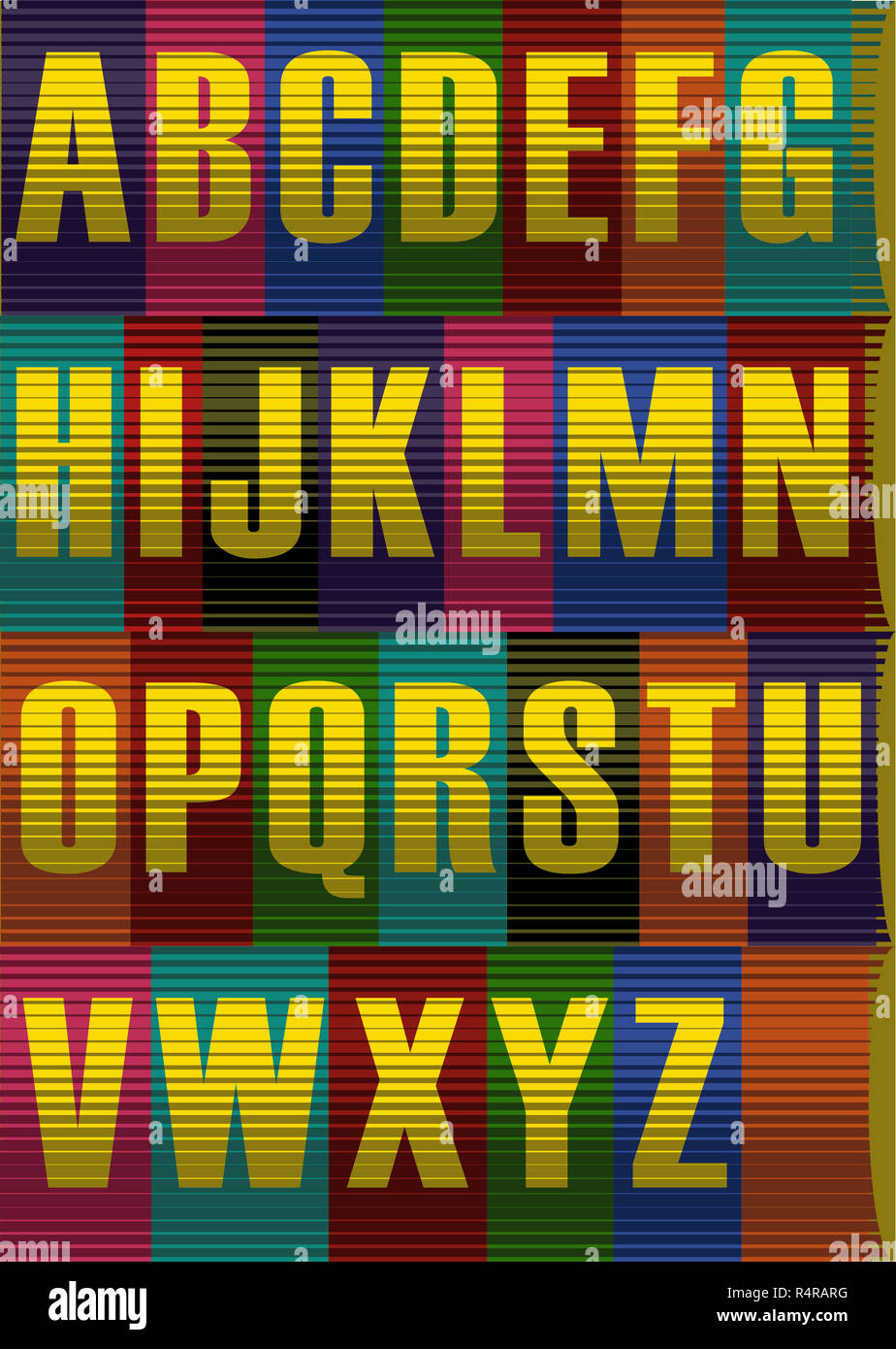 Unusual Yellow Striped Alphabet Stock Photo - Alamy
